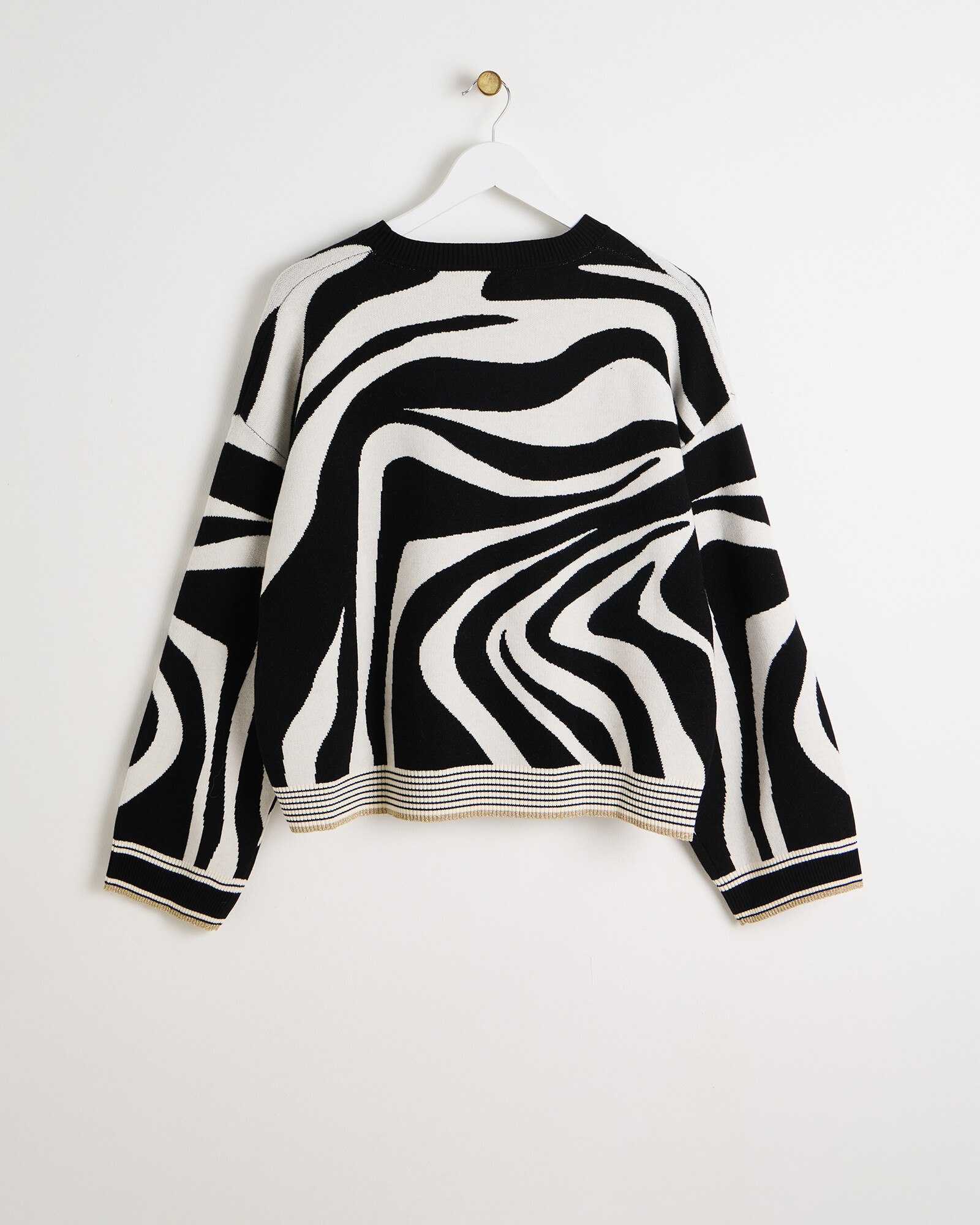 Monochrome Swirl Knitted Jumper | Oliver Bonas