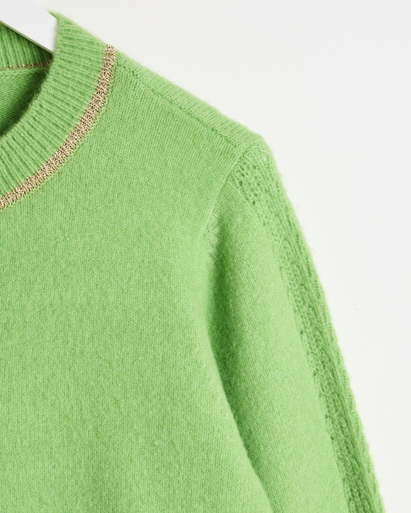 Apple Green Metallic Knitted Bomber Jacket | Oliver Bonas
