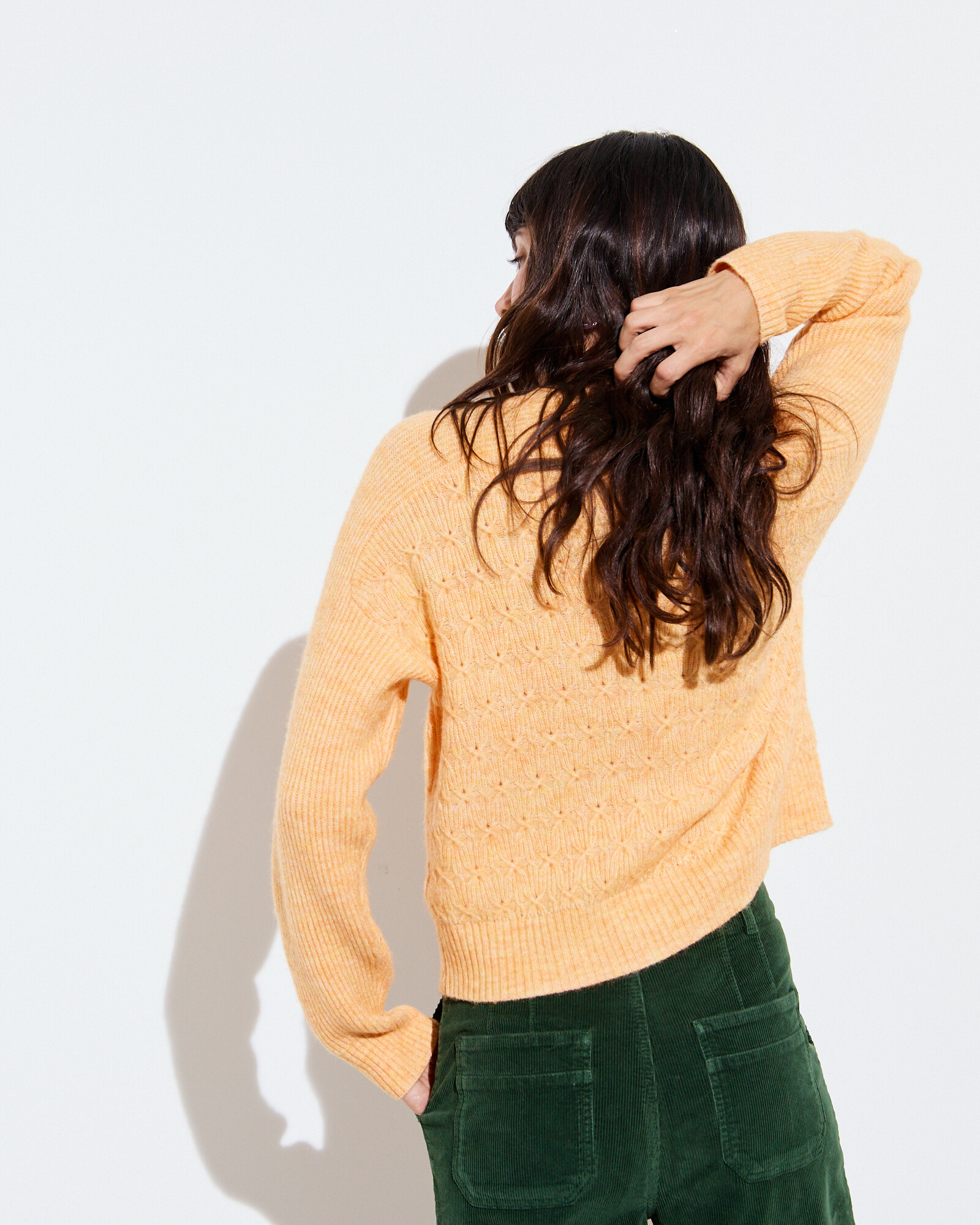 Peach Orange Ribbed Cable Knit Jumper | Oliver Bonas