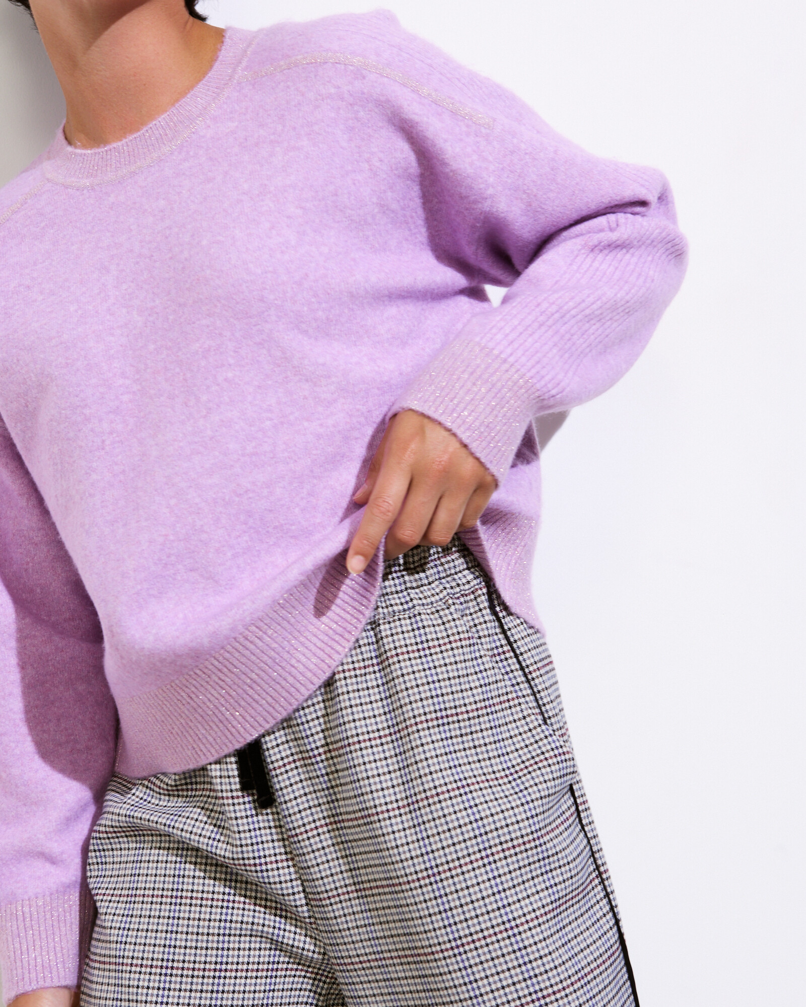 Lilac Purple Sparkle Knitted Jumper | Oliver Bonas