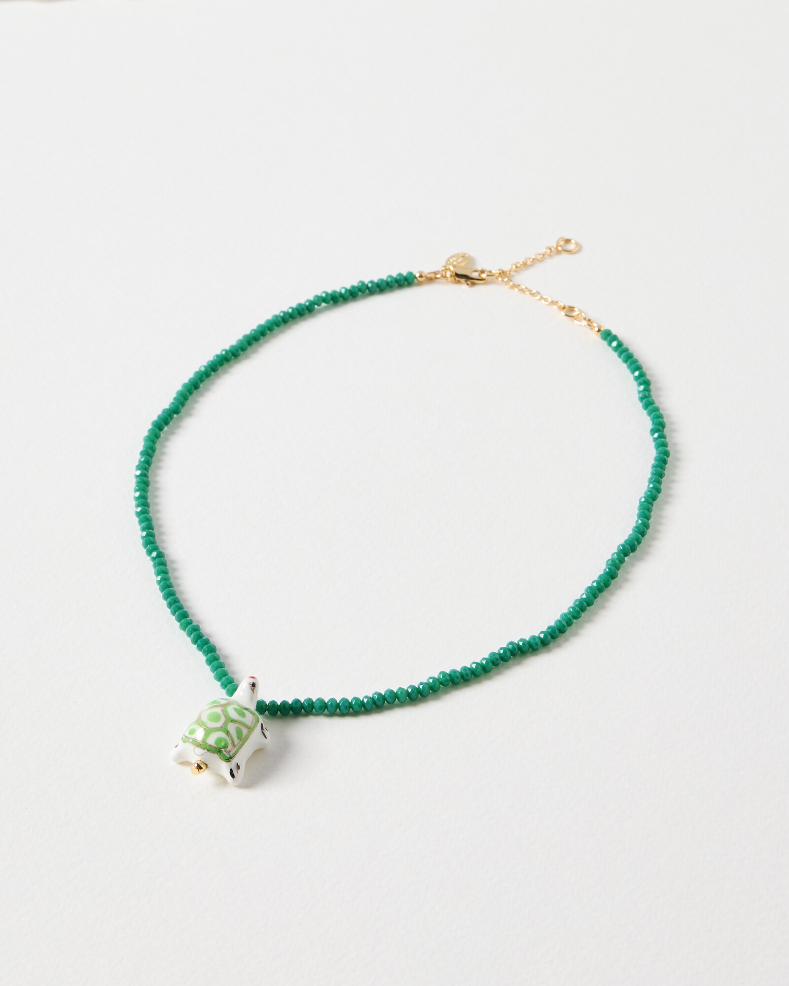 Tara Ceramic Tortoise Green Beaded Necklace | Oliver Bonas