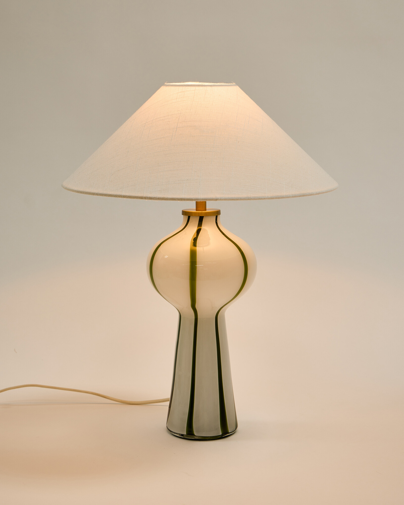 Albus Green Stripe Glass Desk & Table Lamp | Oliver Bonas