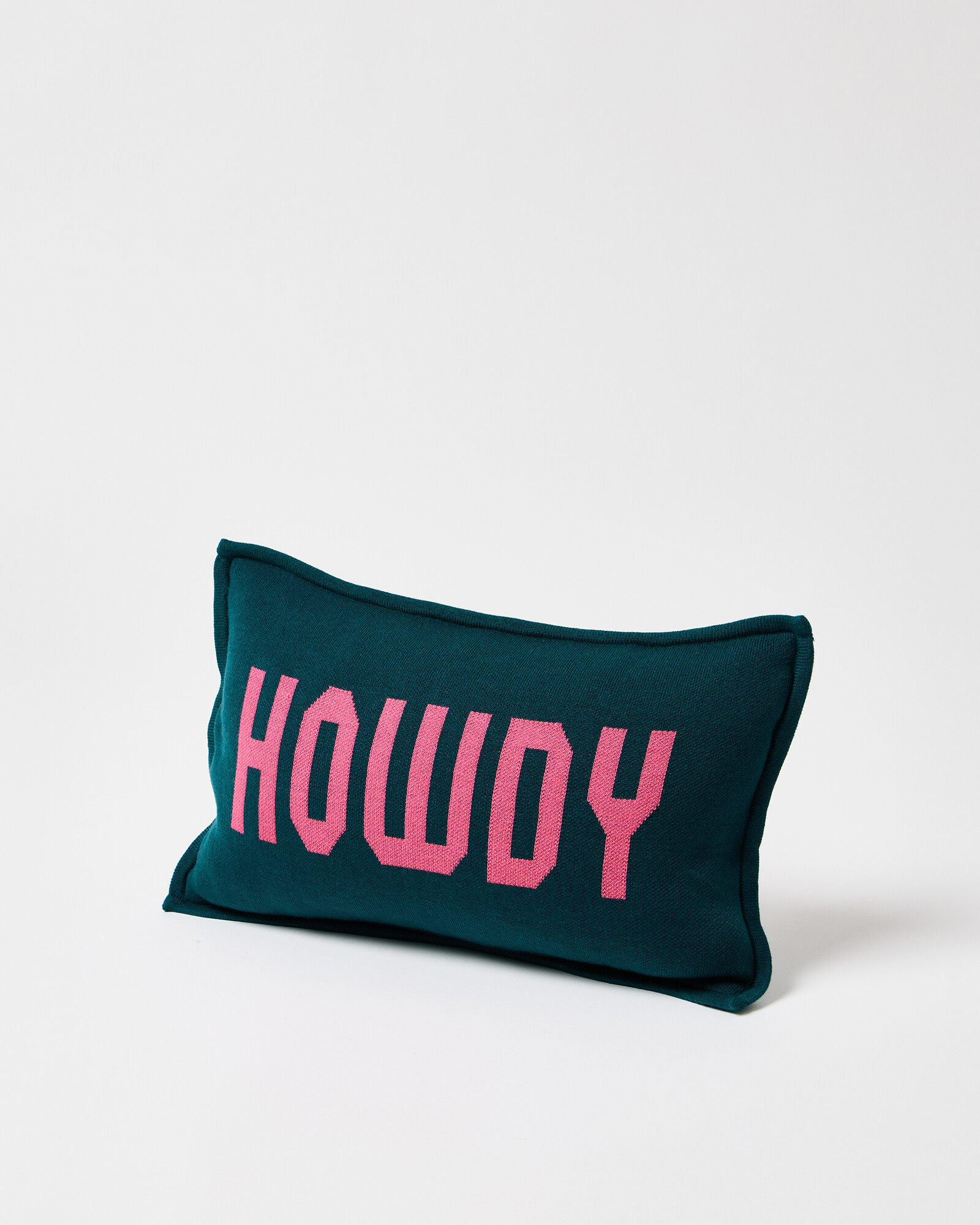 Green Howdy Knitted Rectangular Cushion Cover | Oliver Bonas