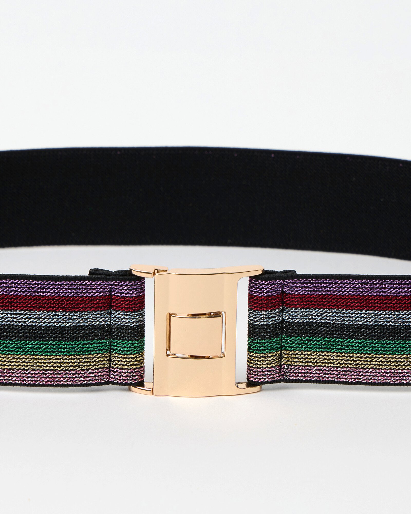 Pink Multicoloured Striped Sparkle Elastic Belt | Oliver Bonas