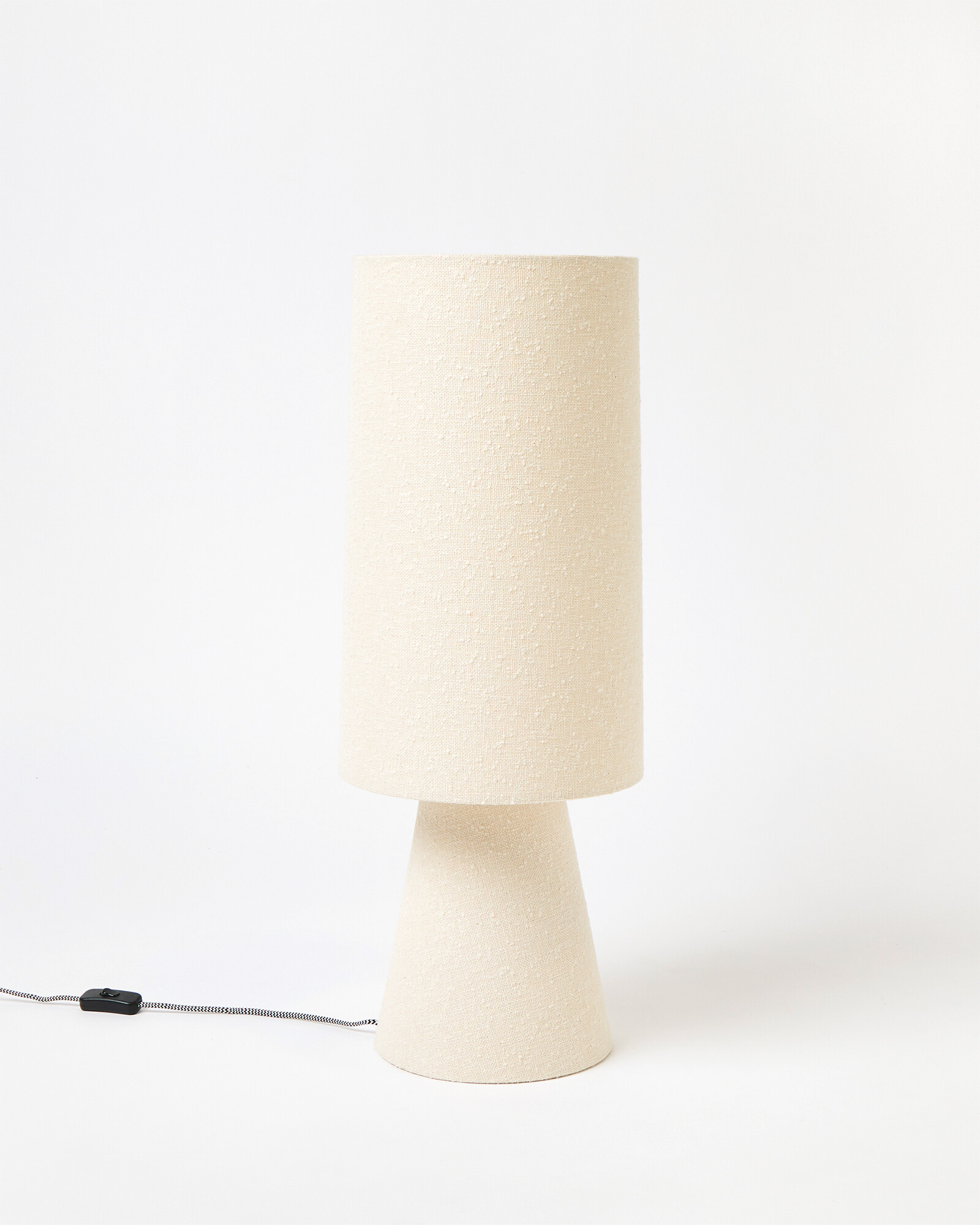 Alma White Boucle Column Table Lamp | Oliver Bonas