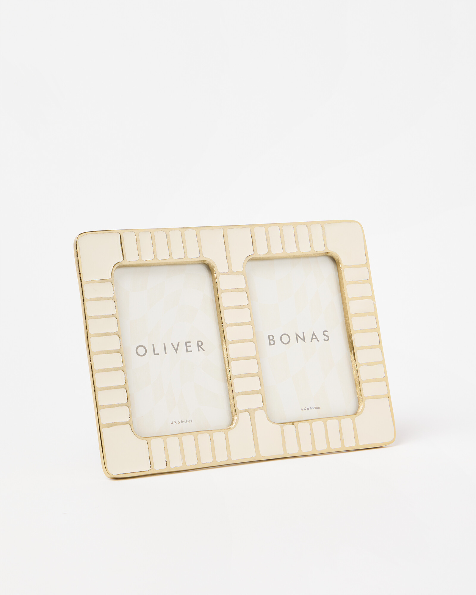 Cilo Cream Enamel Double Photo Frame 6x4" | Oliver Bonas