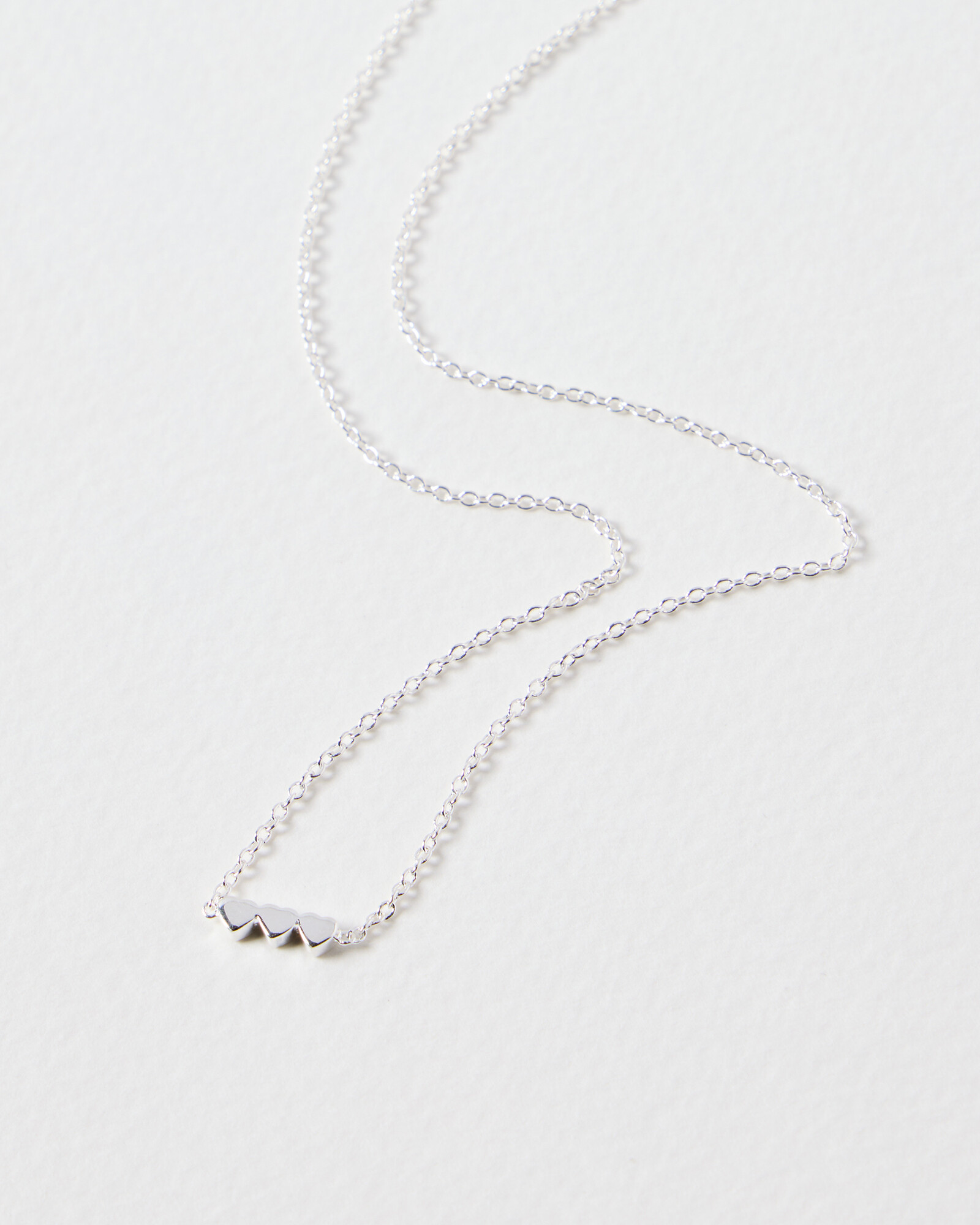 Triple Heart Silver Chain Necklace | Oliver Bonas