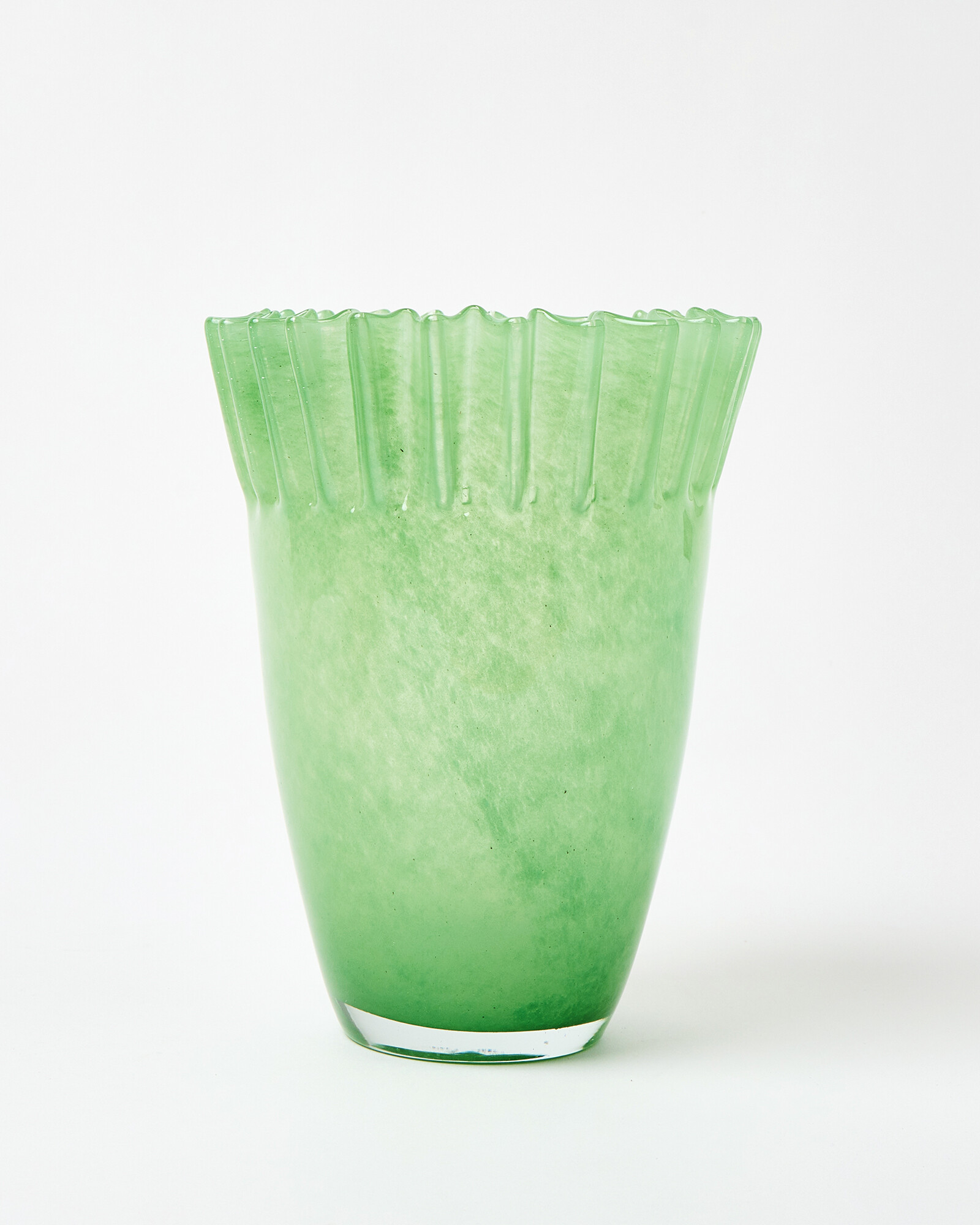 Sibilo Pleated Green Glass Vase | Oliver Bonas
