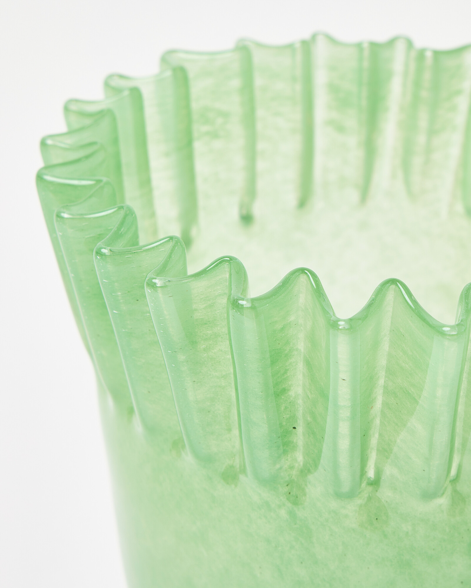 Sibilo Pleated Green Glass Vase | Oliver Bonas