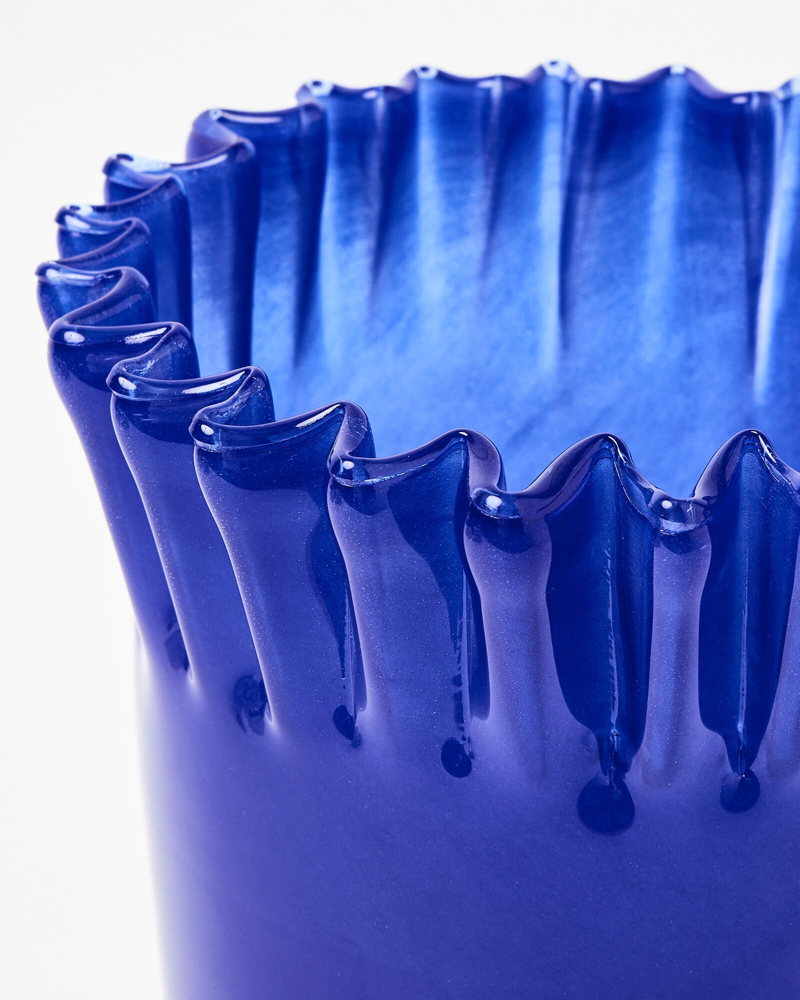 Sibilo Pleated Blue Glass Vase | Oliver Bonas