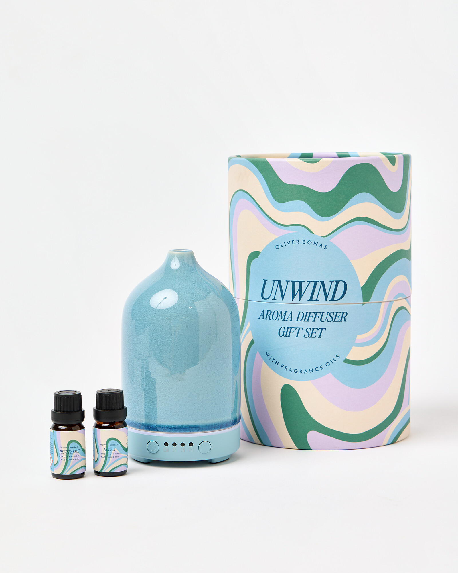 Unwind Blue Ceramic Electric Aroma Diffuser & Fragrance Oil Gift Set ...