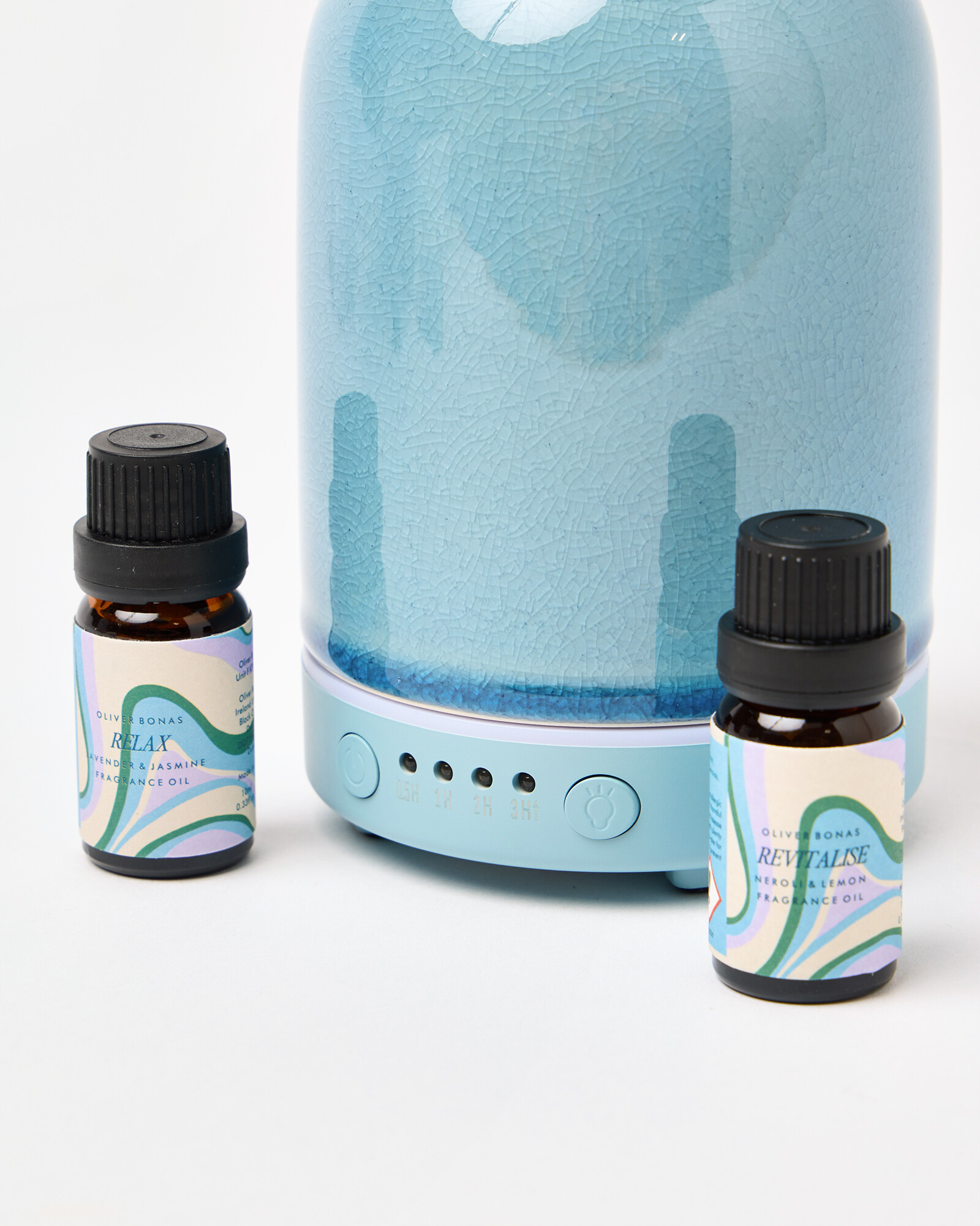 Unwind Blue Ceramic Electric Aroma Diffuser & Fragrance Oil Gift Set ...