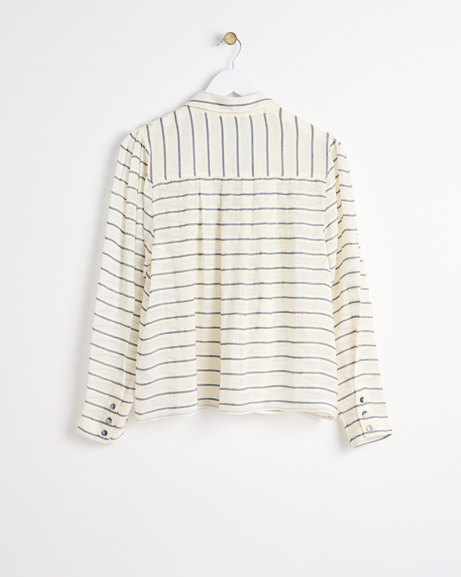 Ivory Cream Sheer Striped Shirt | Oliver Bonas
