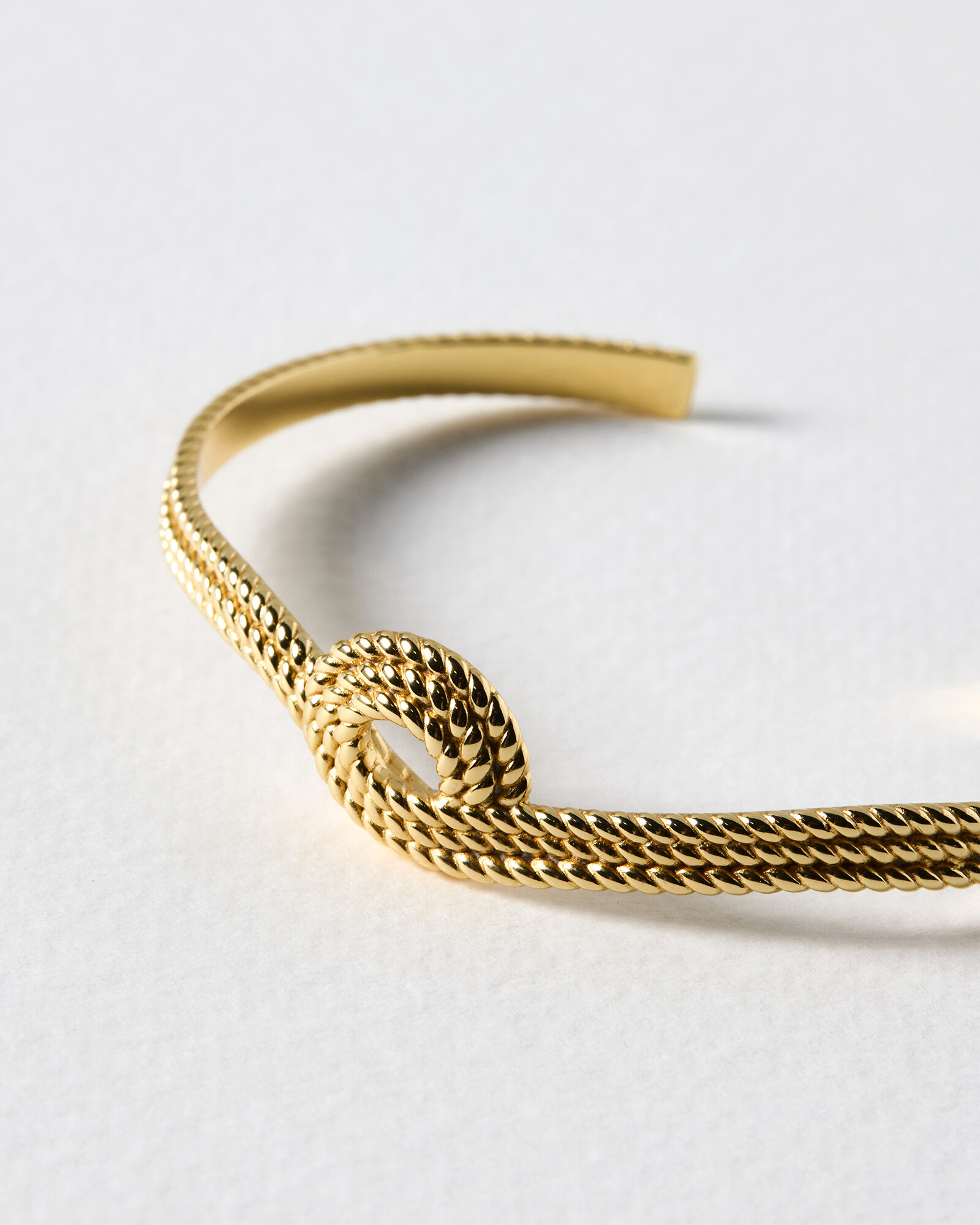 Una Knot Textured Gold Plated Cuff Bangle | Oliver Bonas