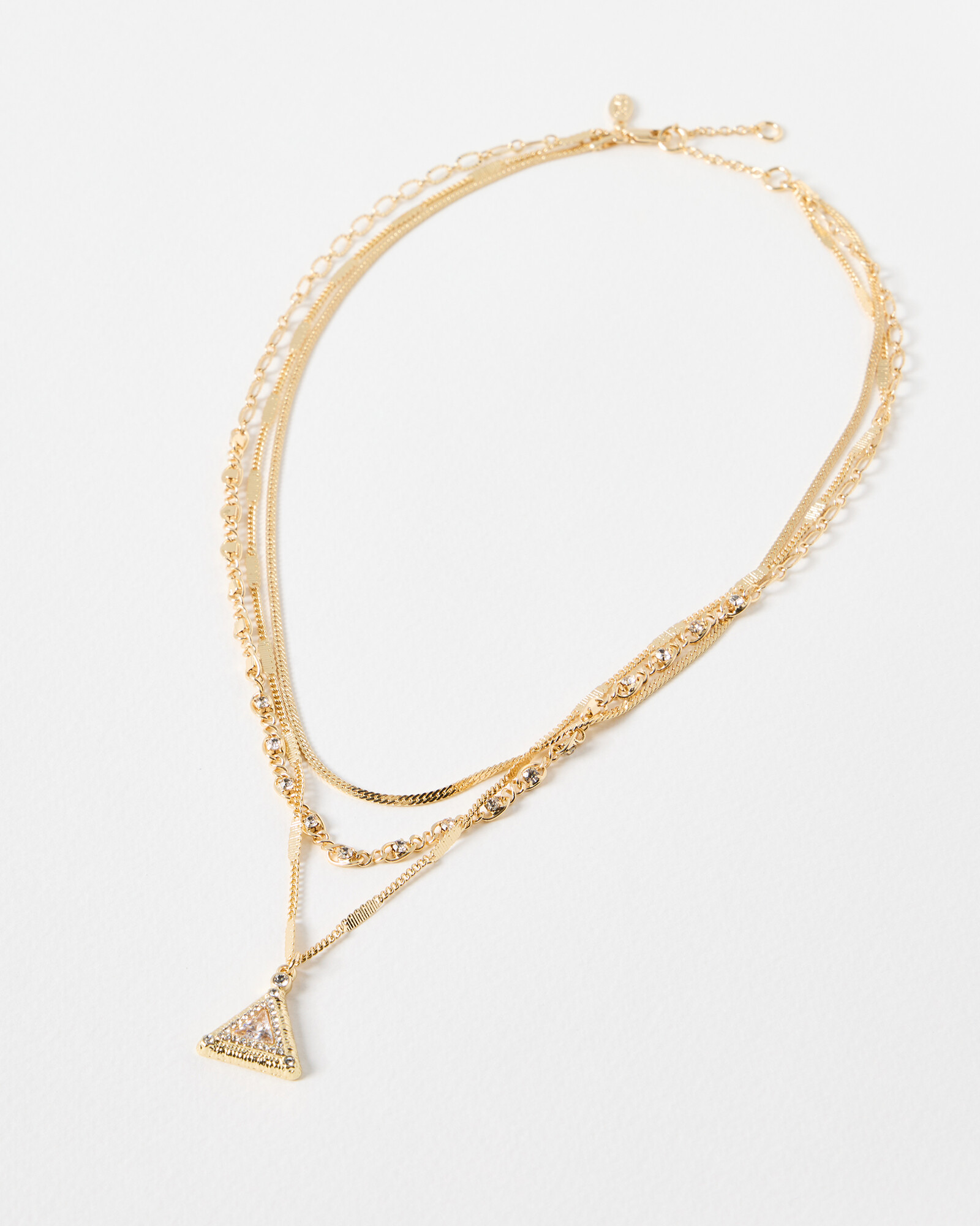 Somaya Layered Triangular Gold Tone Pendant Necklace | Oliver Bonas