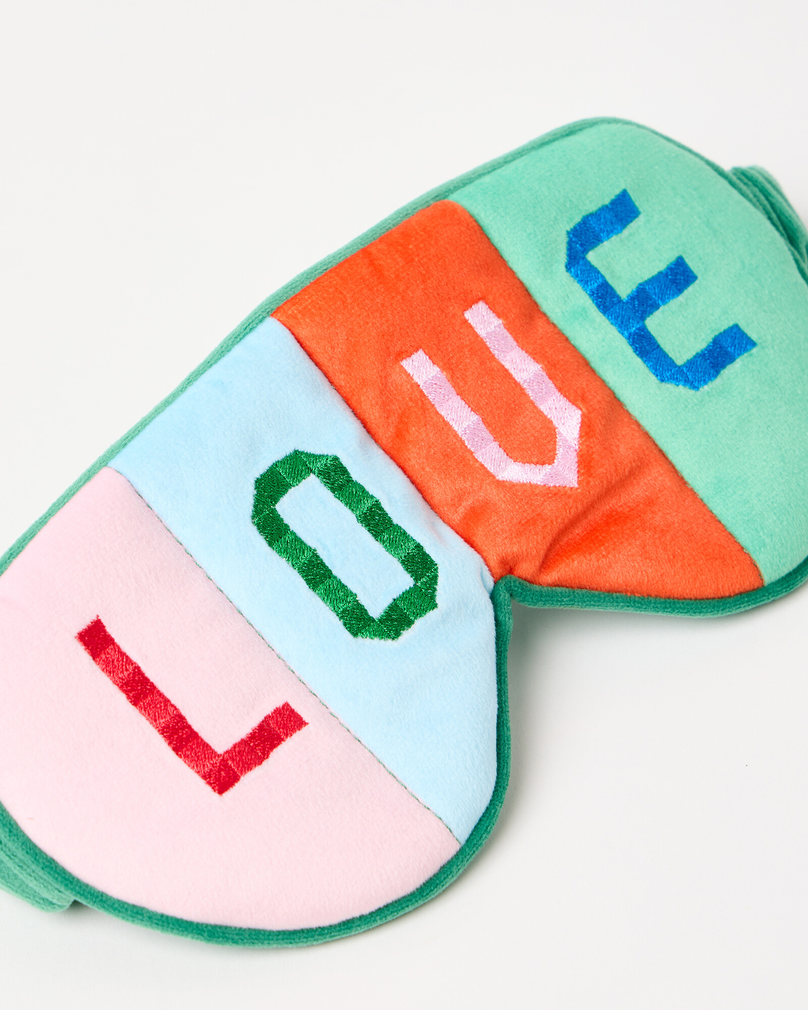 Love Patchwork Velvet Eye Mask | Oliver Bonas