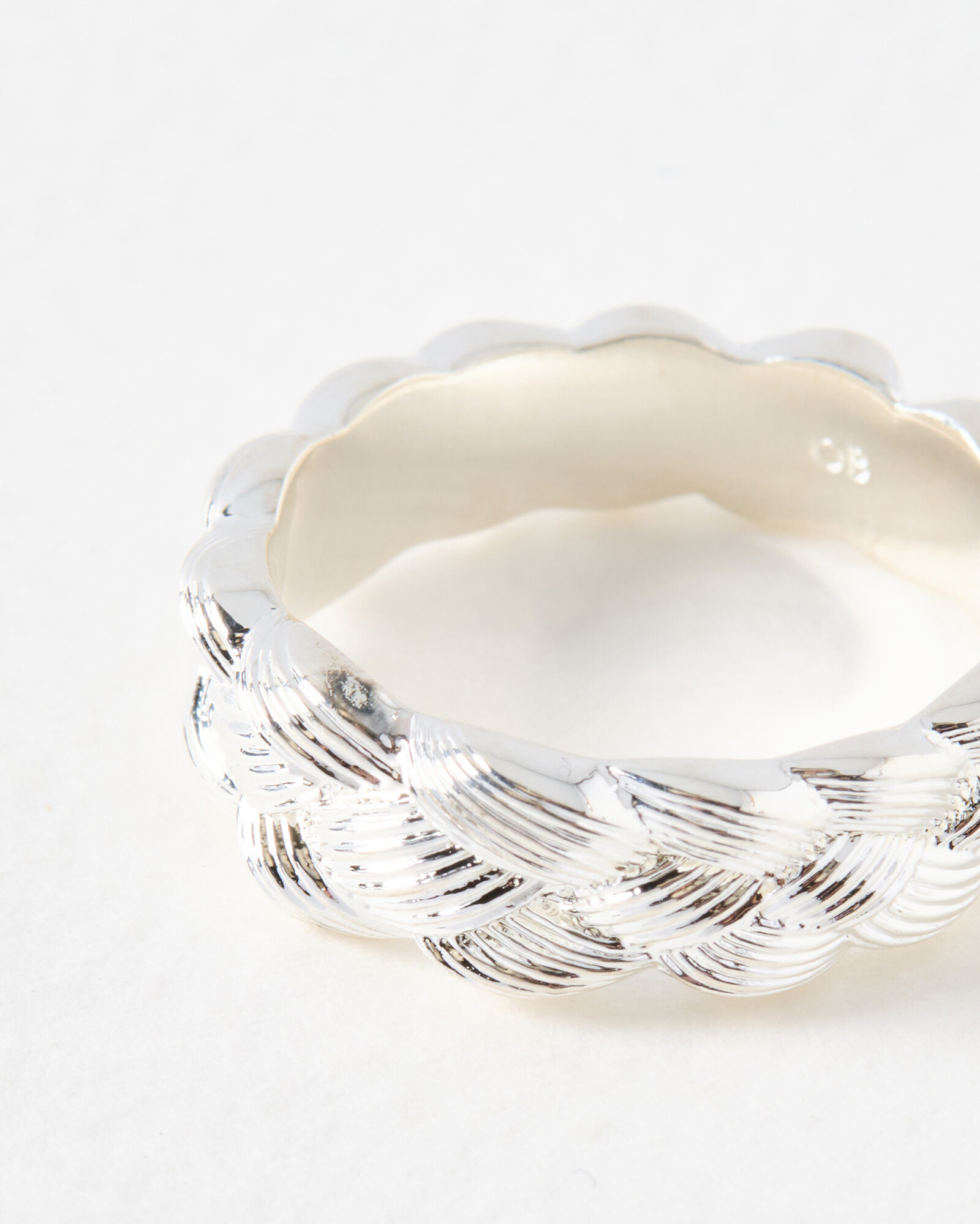 Sylvia Plaited Texture Silver Statement Ring | Oliver Bonas