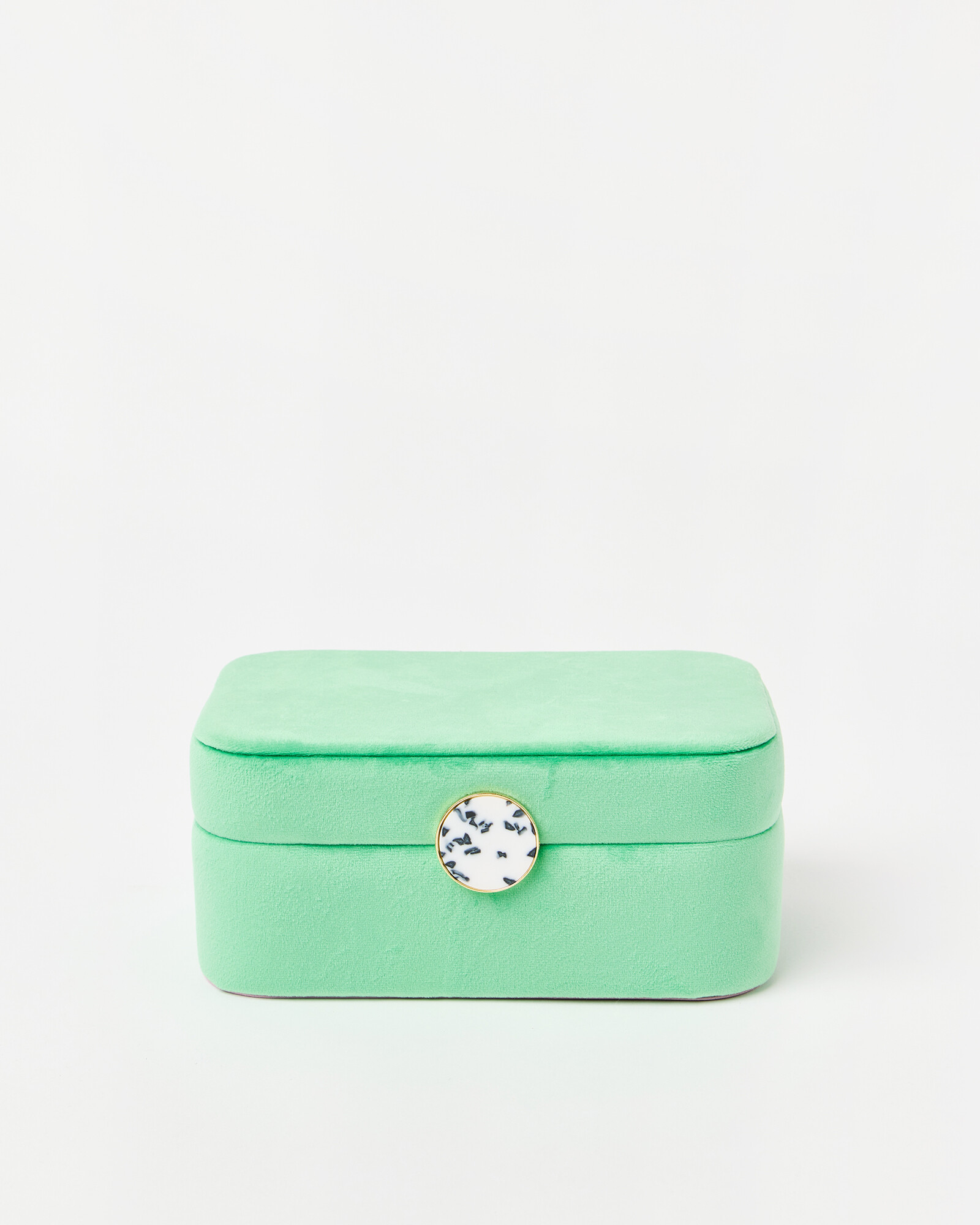 Green Velvet Curved Jewellery Box Medium | Oliver Bonas