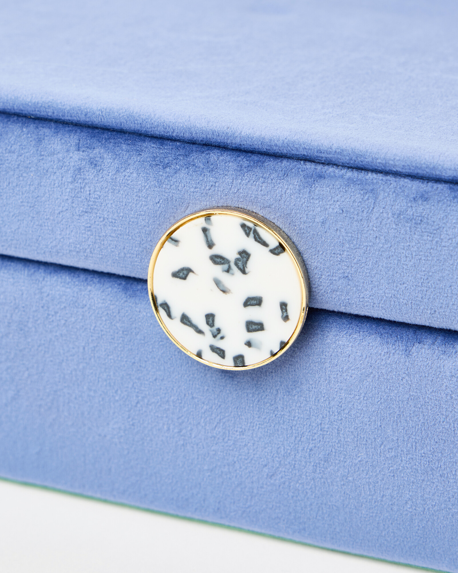 Blue Velvet Curved Jewellery Box Large | Oliver Bonas