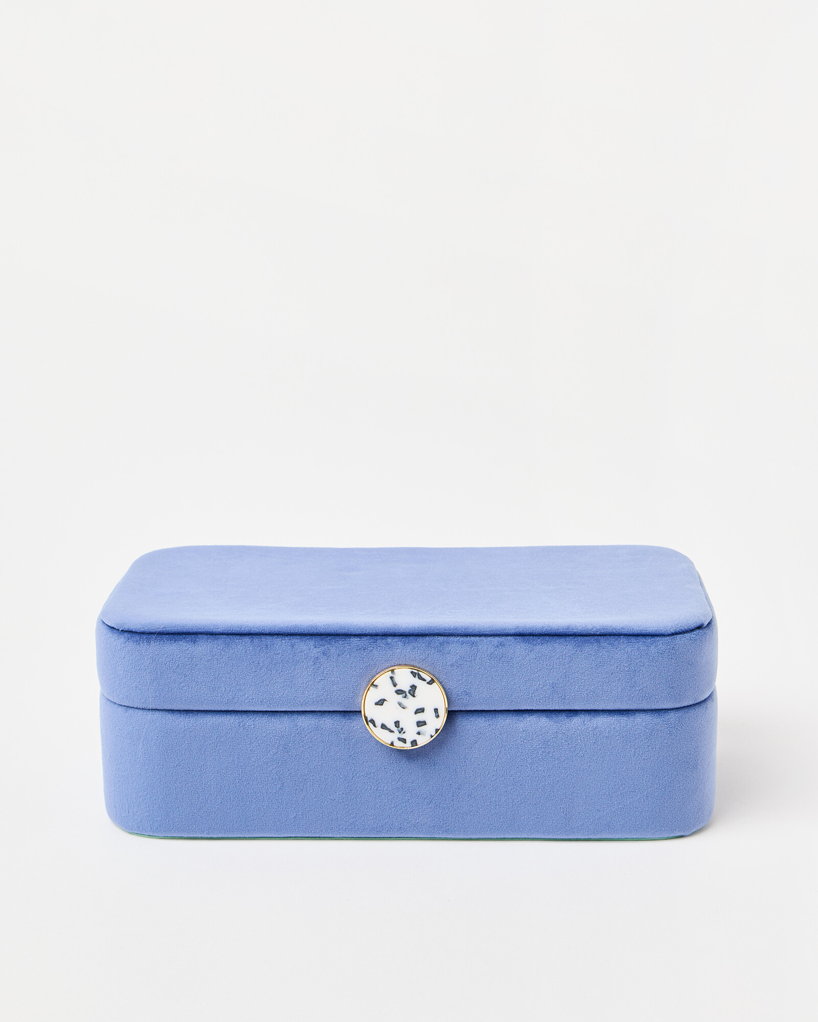 Blue Velvet Curved Jewellery Box Large | Oliver Bonas