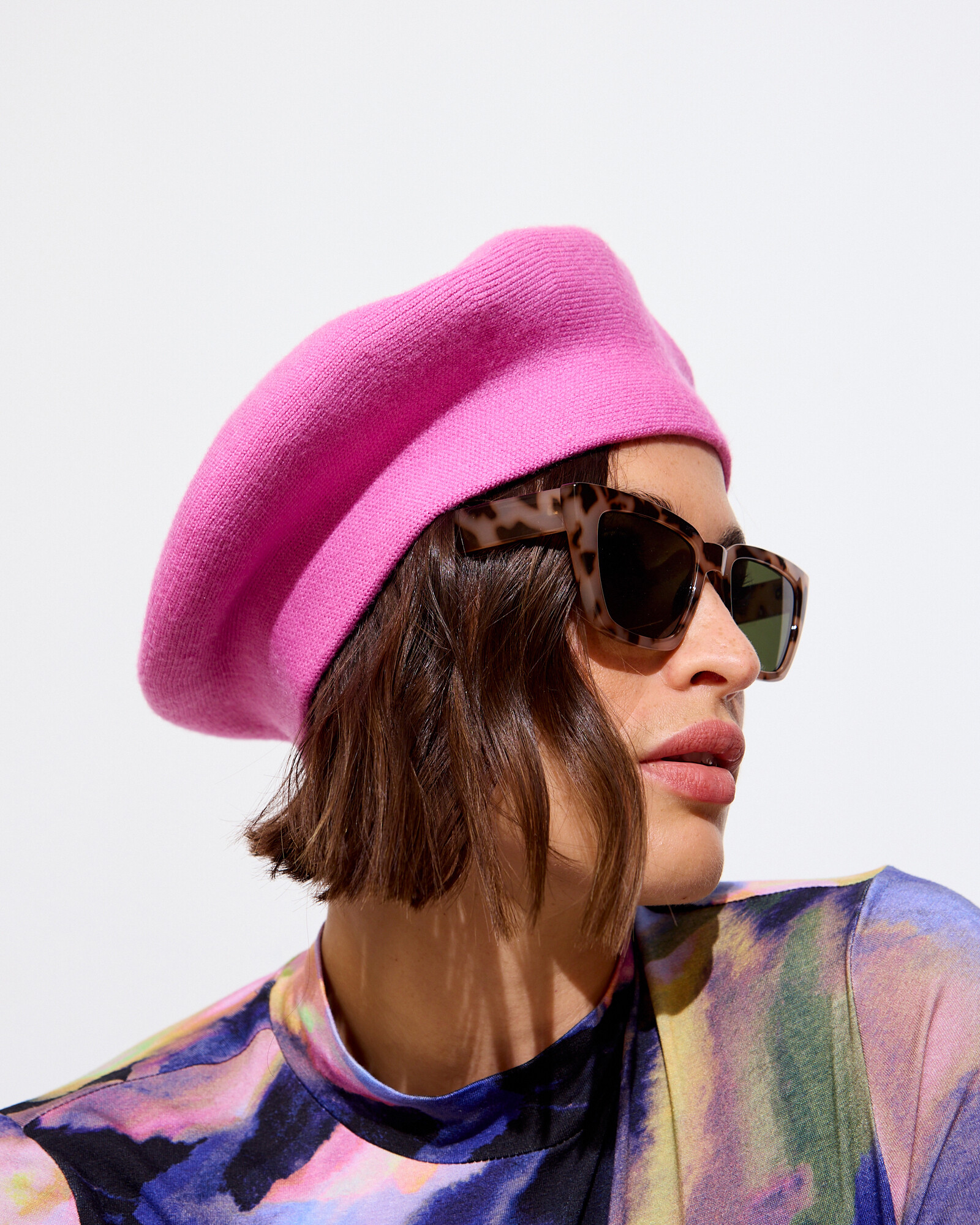 Pink Wool Sparkle Rhinestone Beret | Oliver Bonas