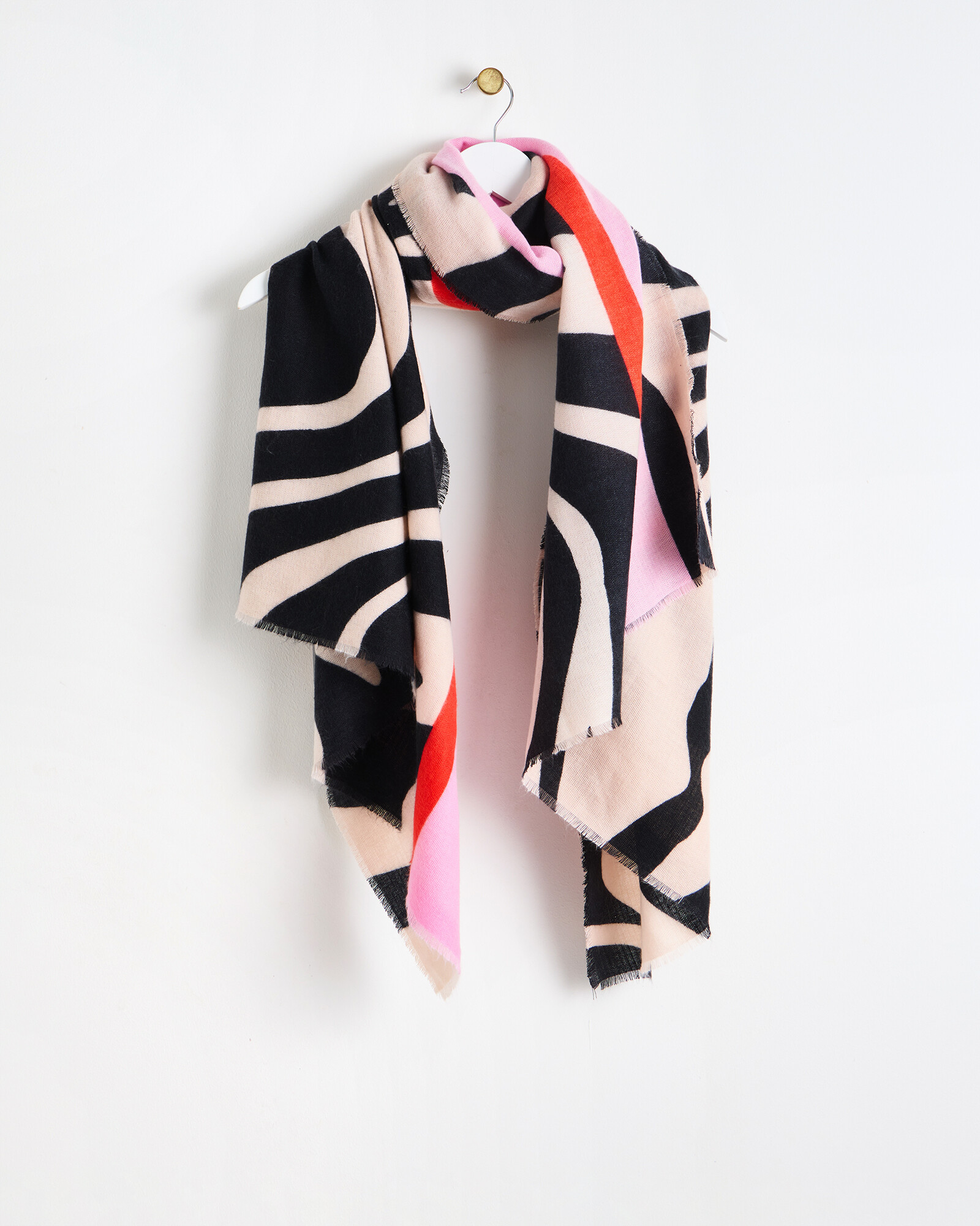 Monochrome Wave Colour Pop Midweight Striped Scarf | Oliver Bonas