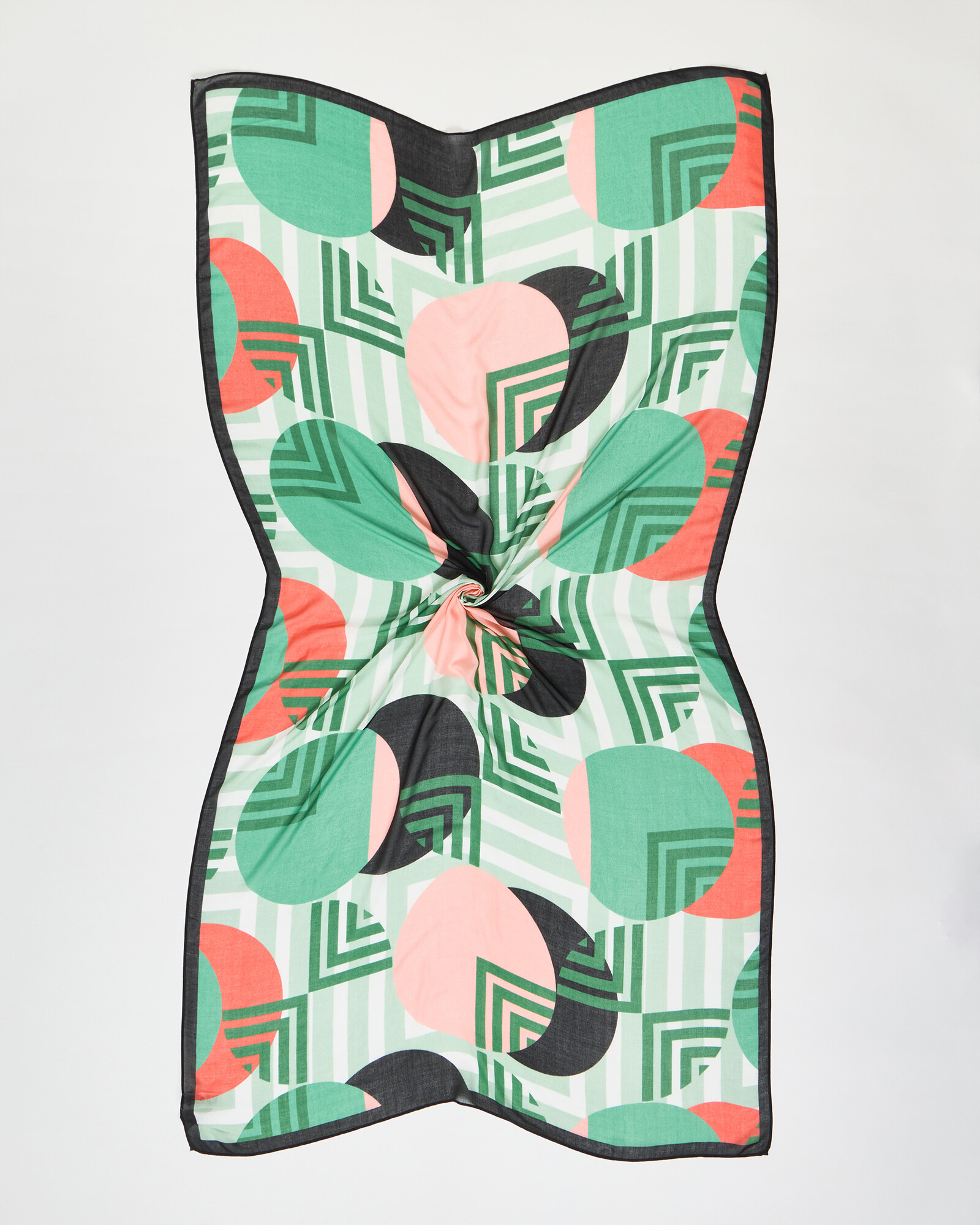 Green Geometric Circle Lightweight Scarf | Oliver Bonas