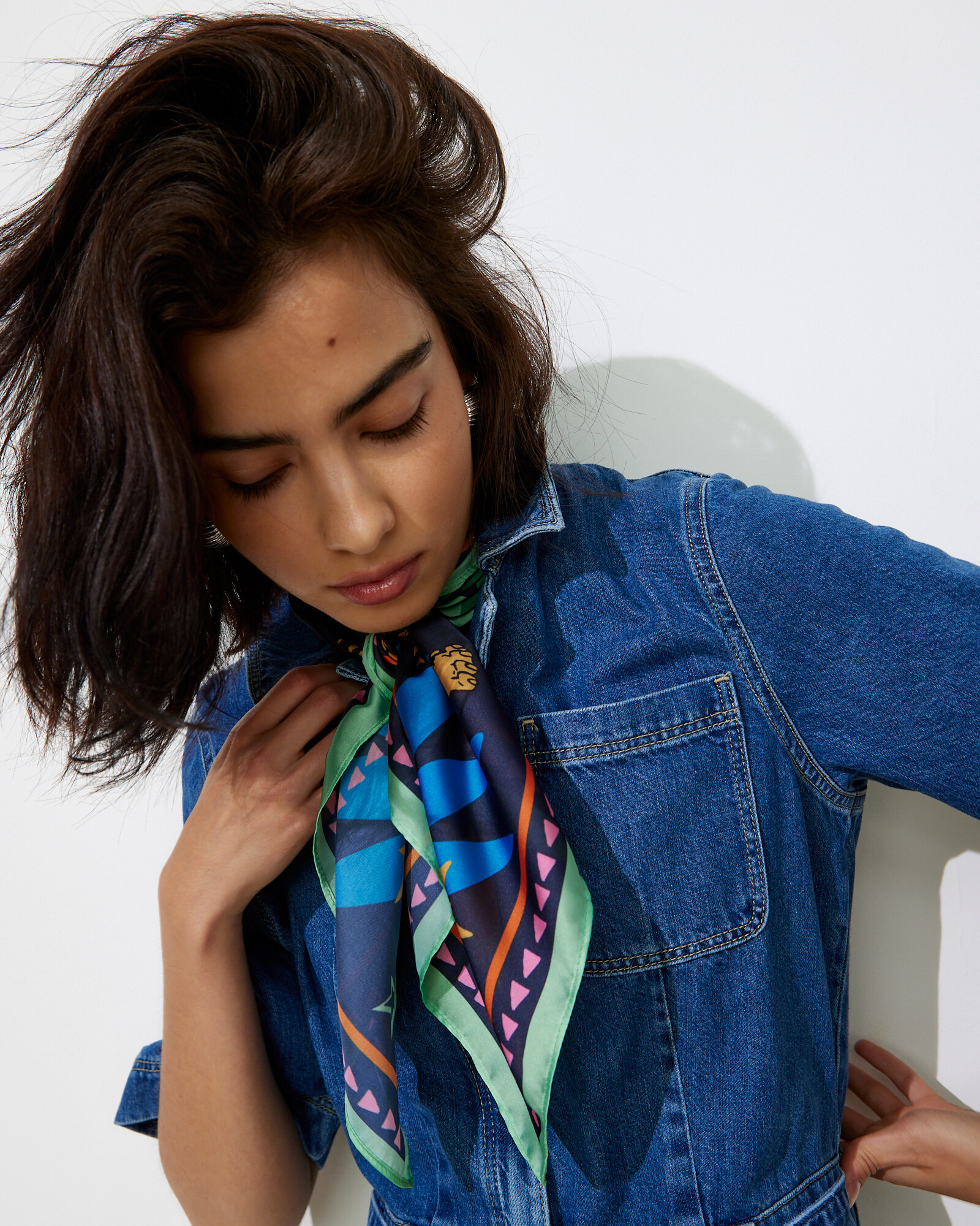 Tiger Abstract Blue Square Scarf | Oliver Bonas