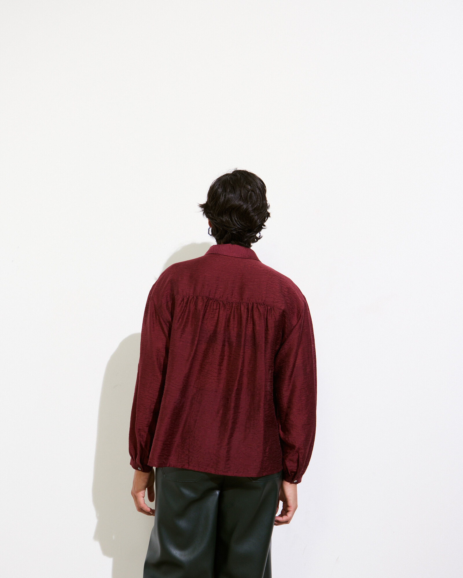 Red Textured Button Down Sheer Blouse | Oliver Bonas