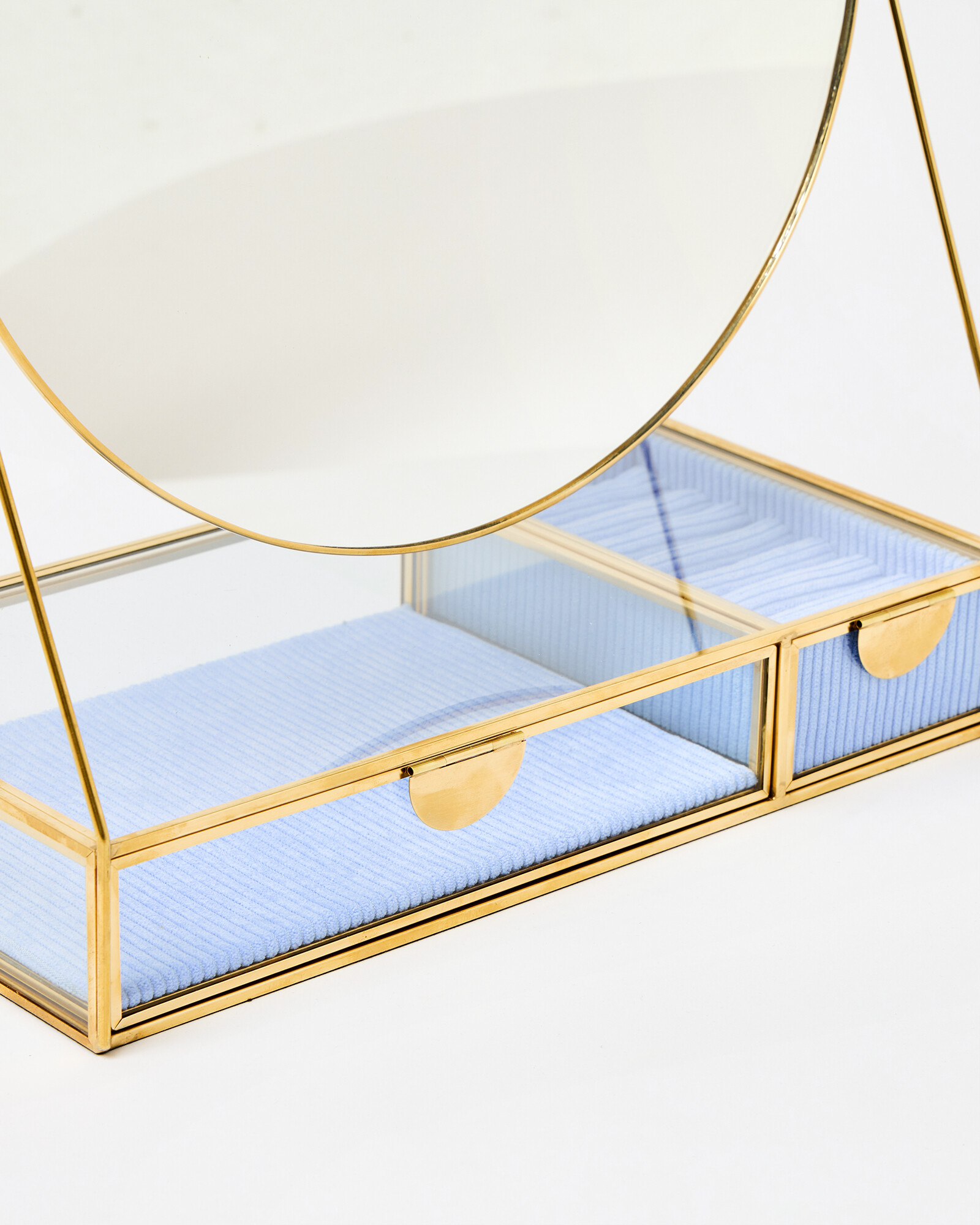 Gold & Glass Round Dressing Table Mirror | Oliver Bonas