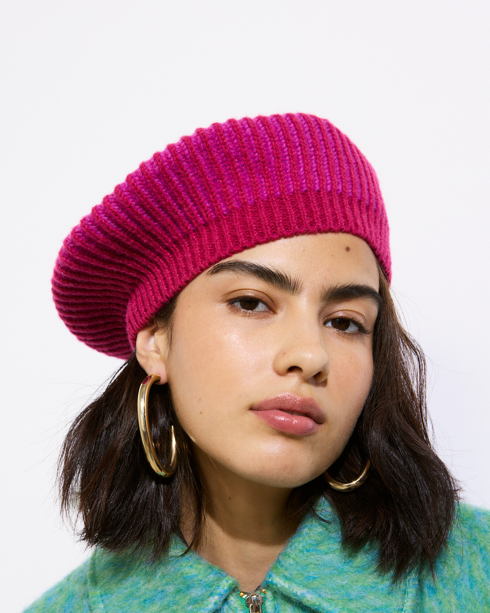 Tonal Pink Knitted Beret Hat | Oliver Bonas