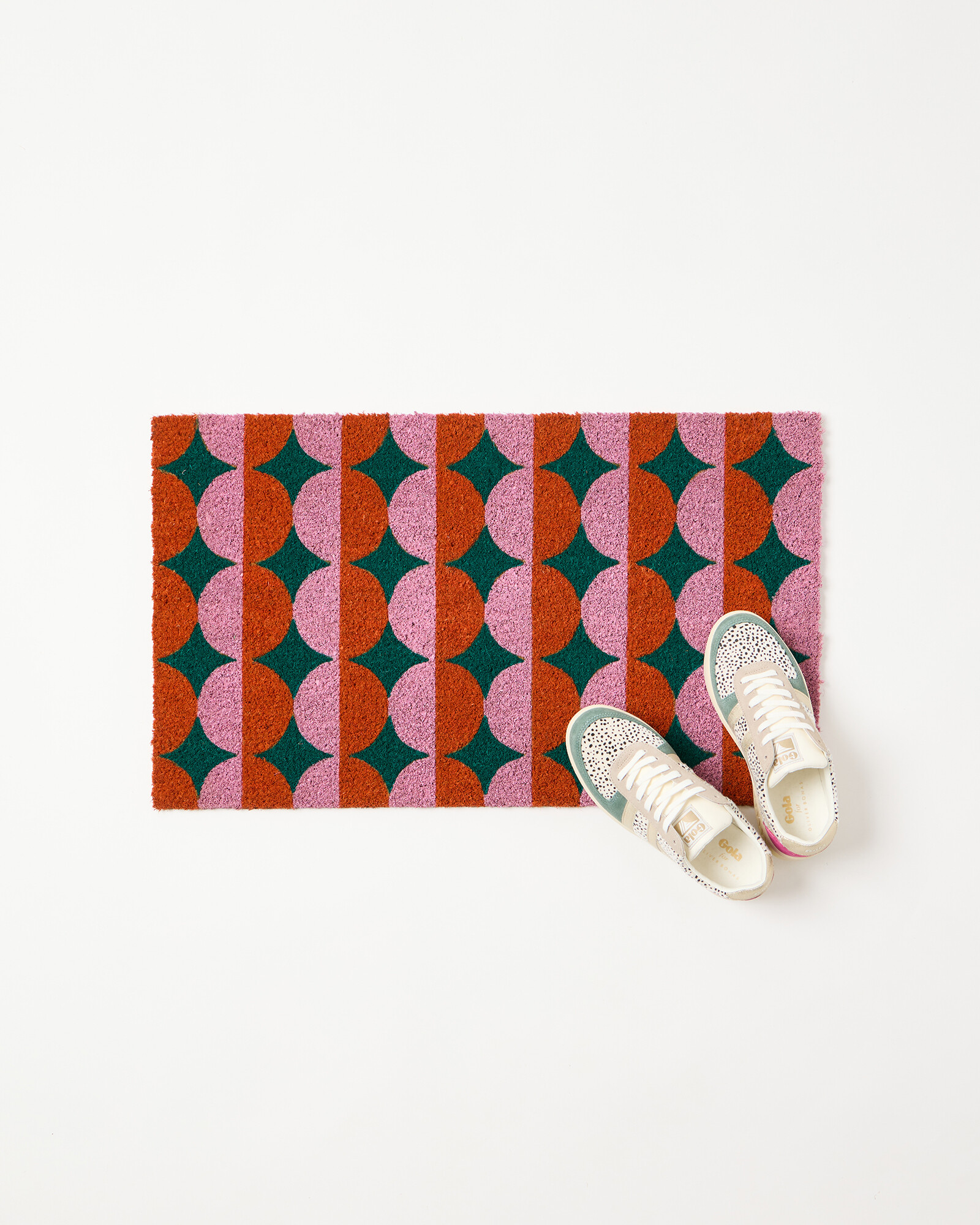 Geometric Circles Pink & Orange Doormat | Oliver Bonas