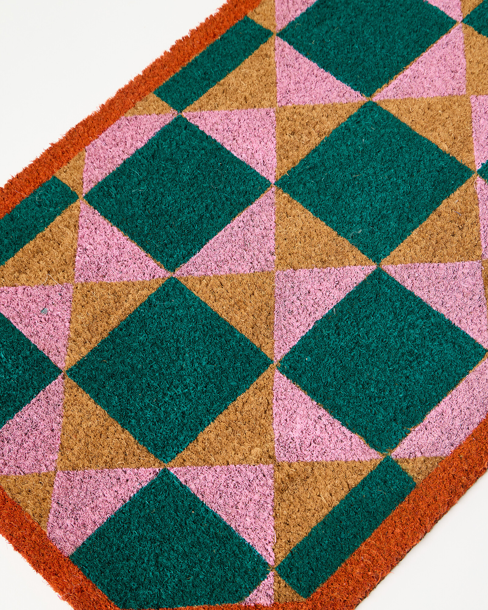 Geometric Green & Pink Doormat | Oliver Bonas