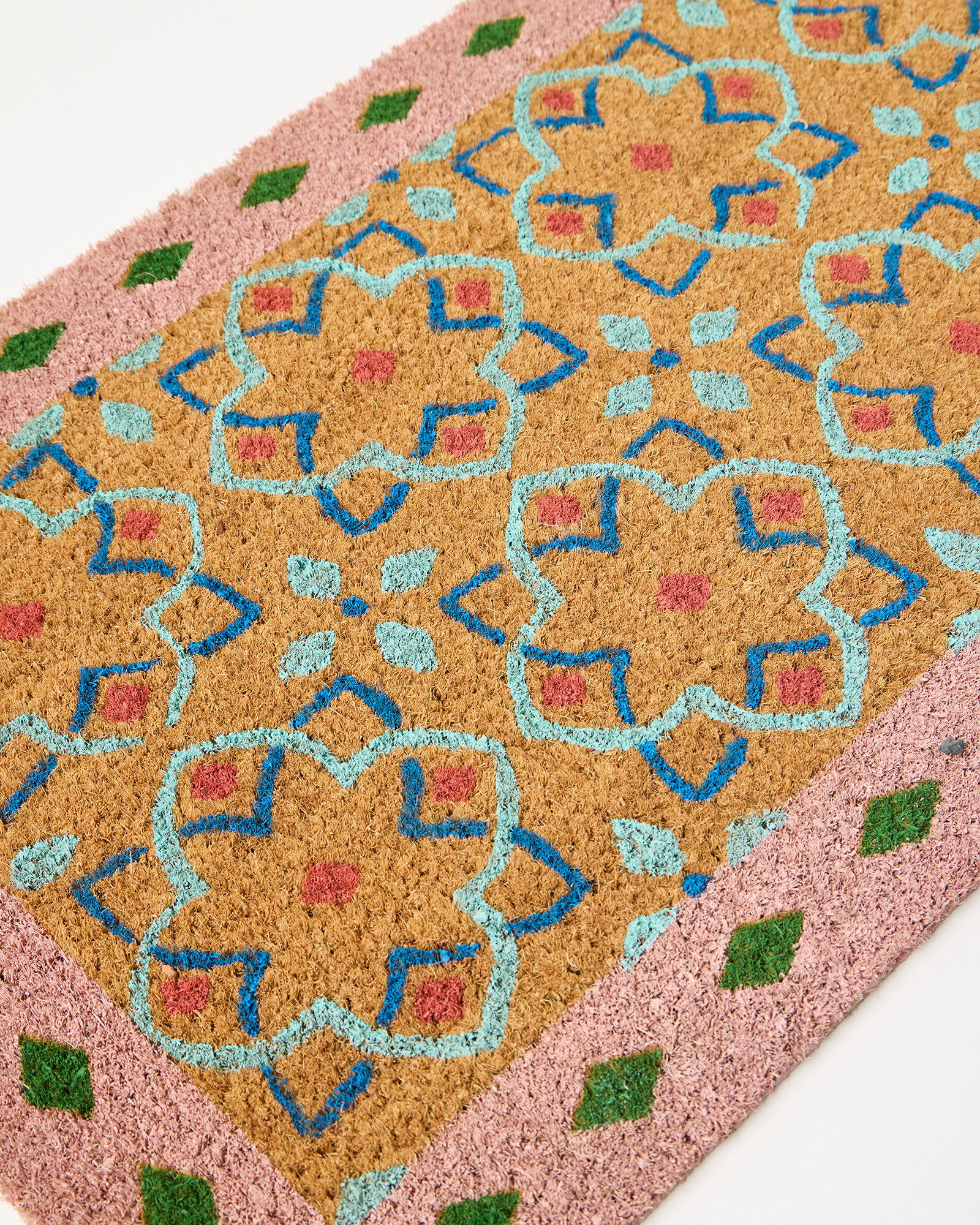 Tile Geometric Pink Doormat Small | Oliver Bonas