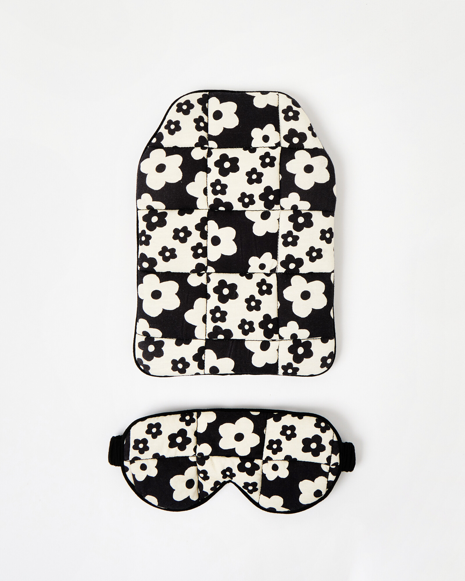 Monochrome Floral Hot Water Bottle & Eye Mask | Oliver Bonas