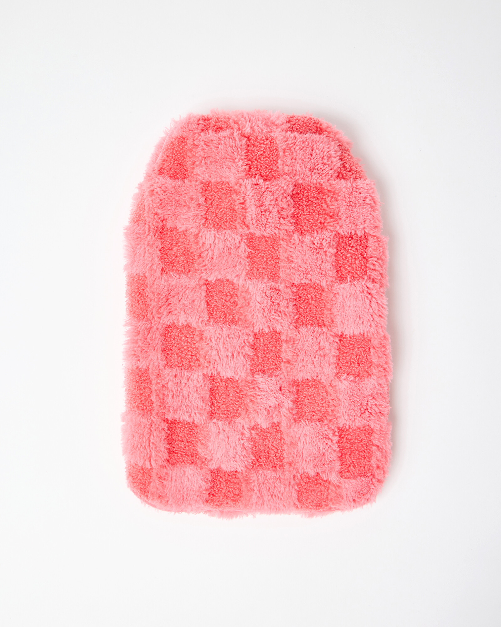 Chequerboard Pink Faux Fur Hot Water Bottle | Oliver Bonas