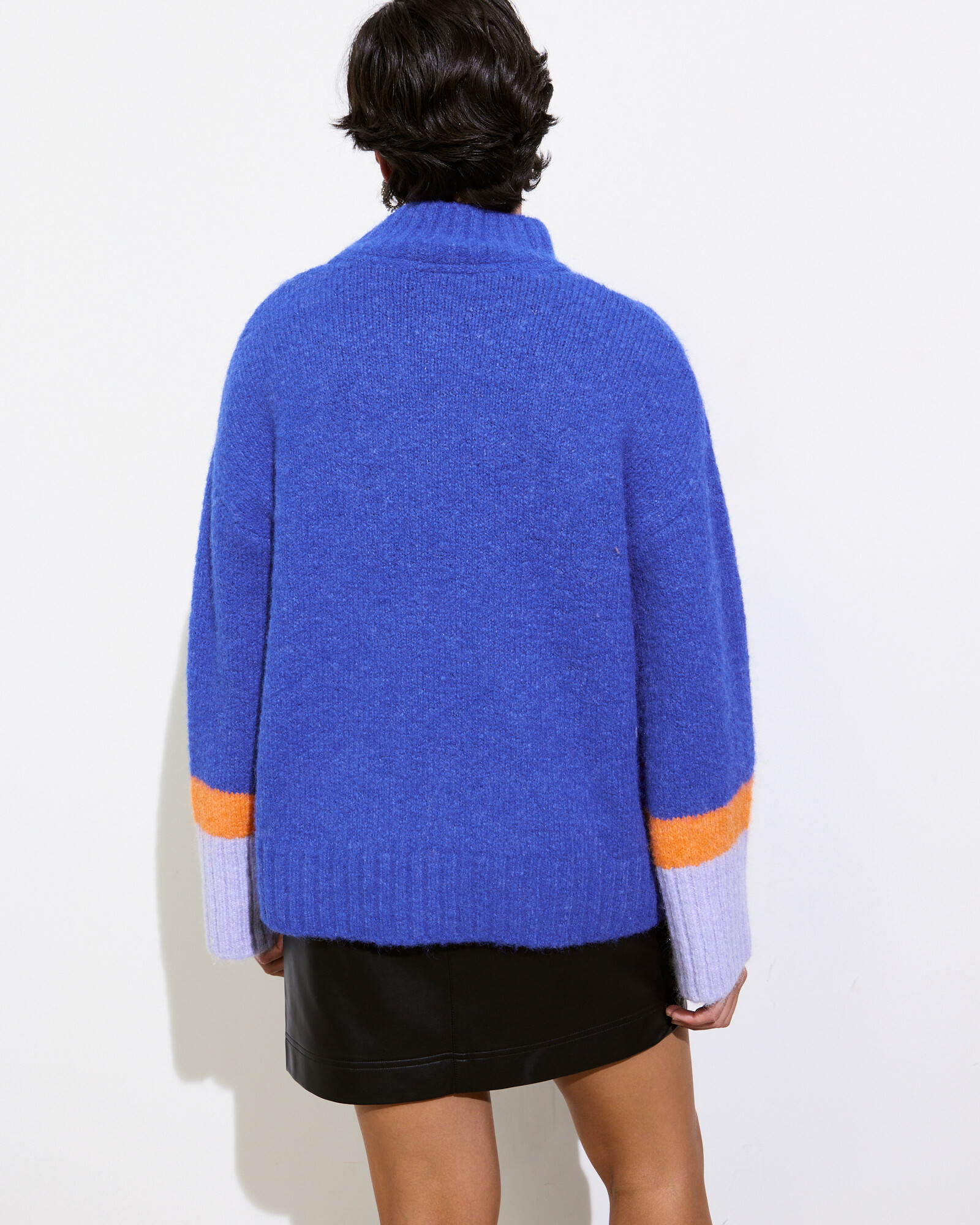 Cobalt Blue Contrast Cuff Knitted Jumper | Oliver Bonas