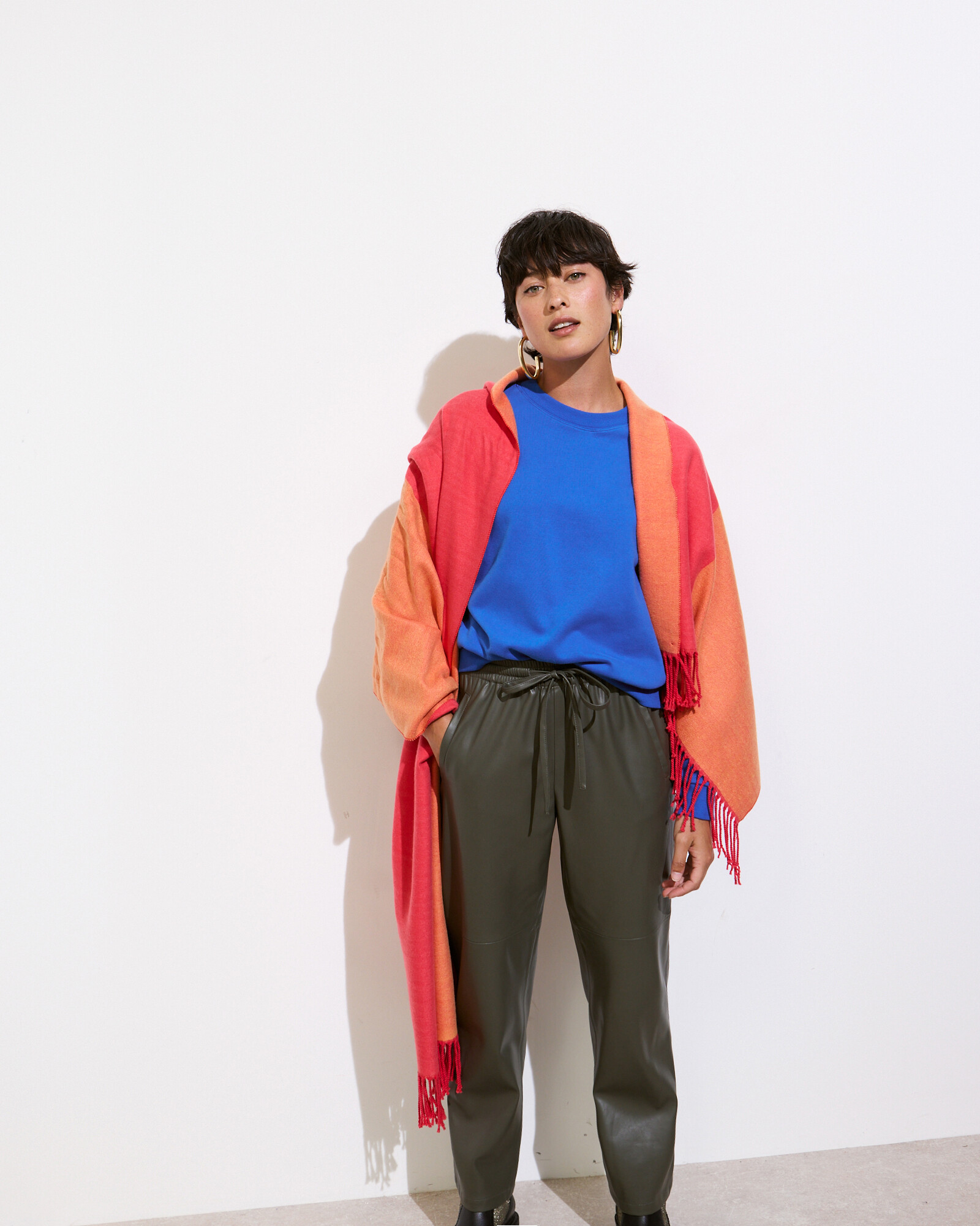 Orange Colour Block Blanket Scarf | Oliver Bonas