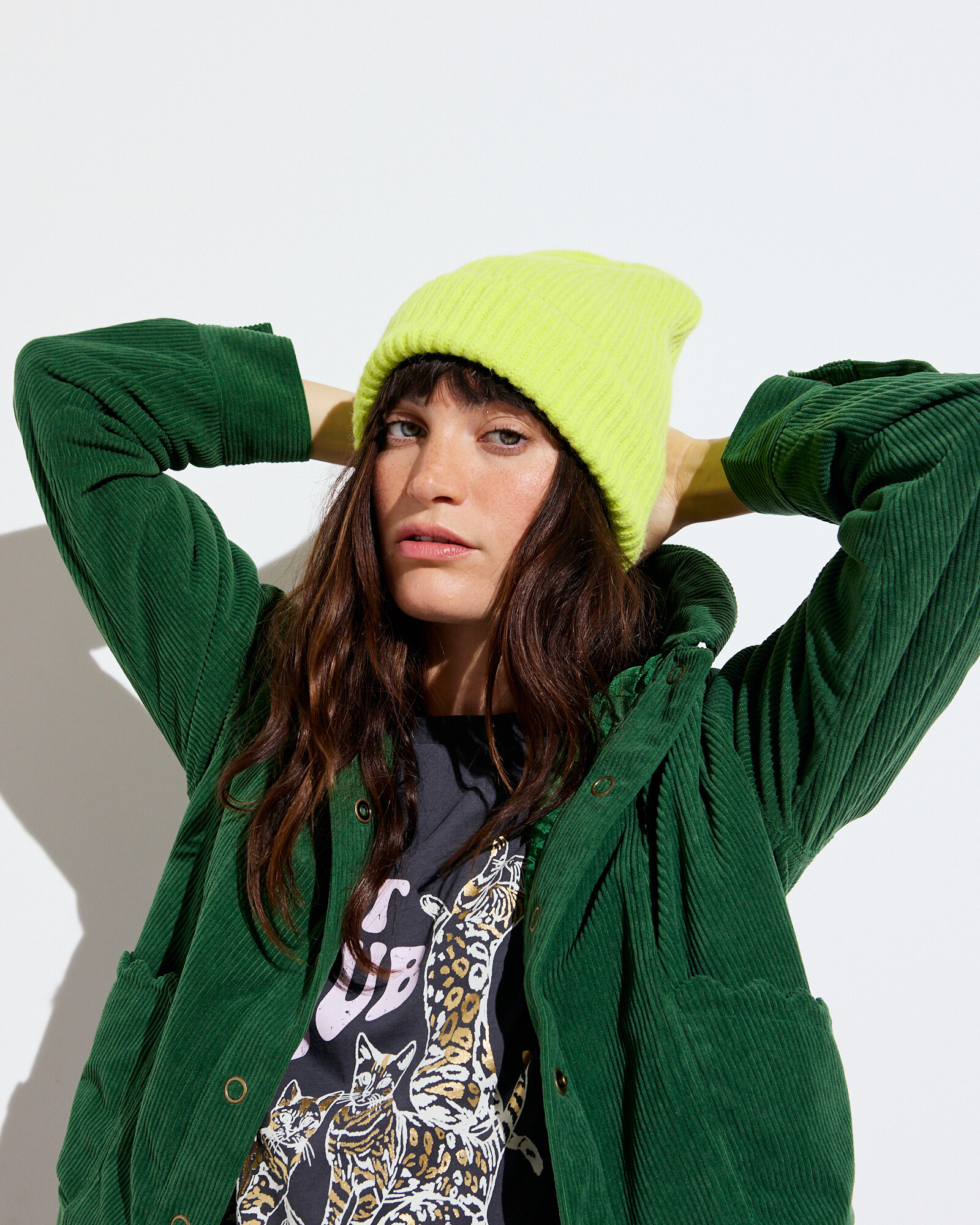 Neon Yellow Knitted Beanie Hat | Oliver Bonas