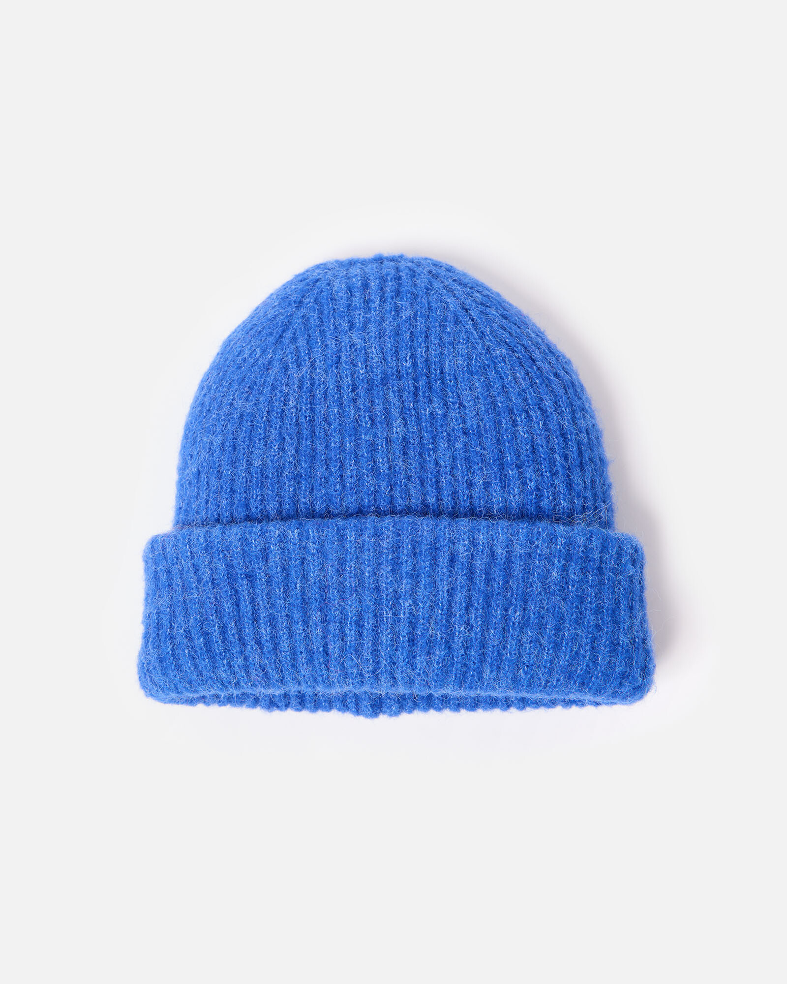 Cobalt Blue Ribbed Knitted Beanie Hat | Oliver Bonas