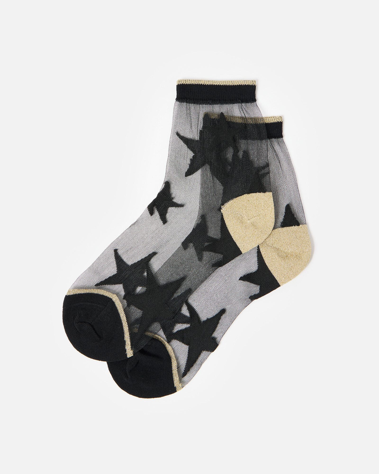 Gold & Black Stars Sheer Ankle Socks | Oliver Bonas
