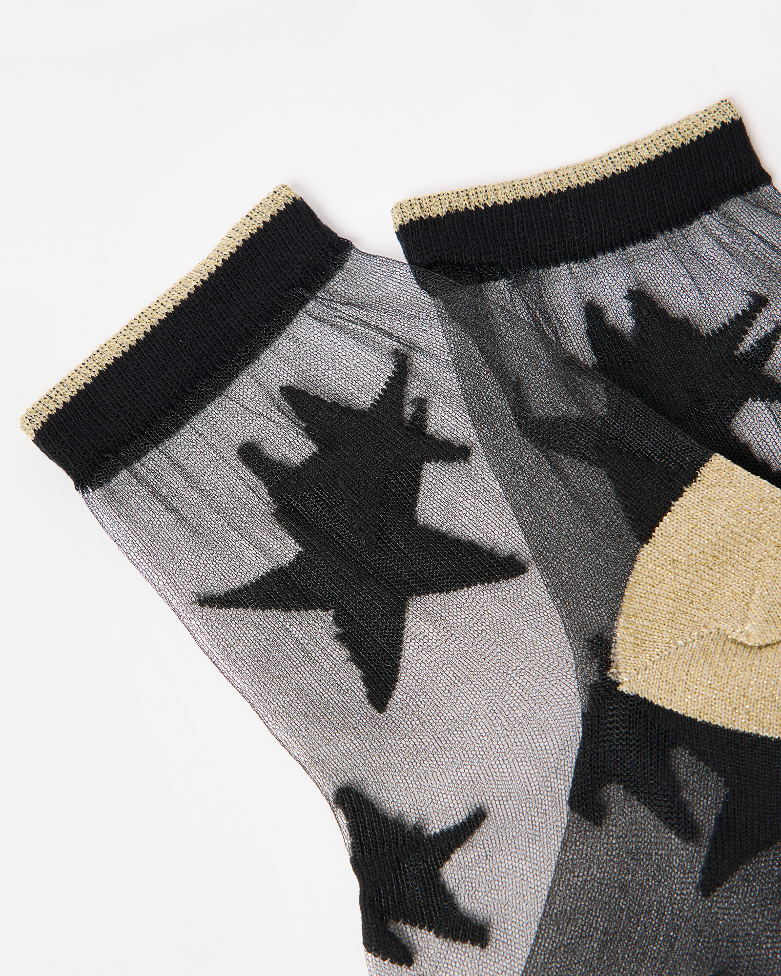 Gold & Black Stars Sheer Ankle Socks | Oliver Bonas
