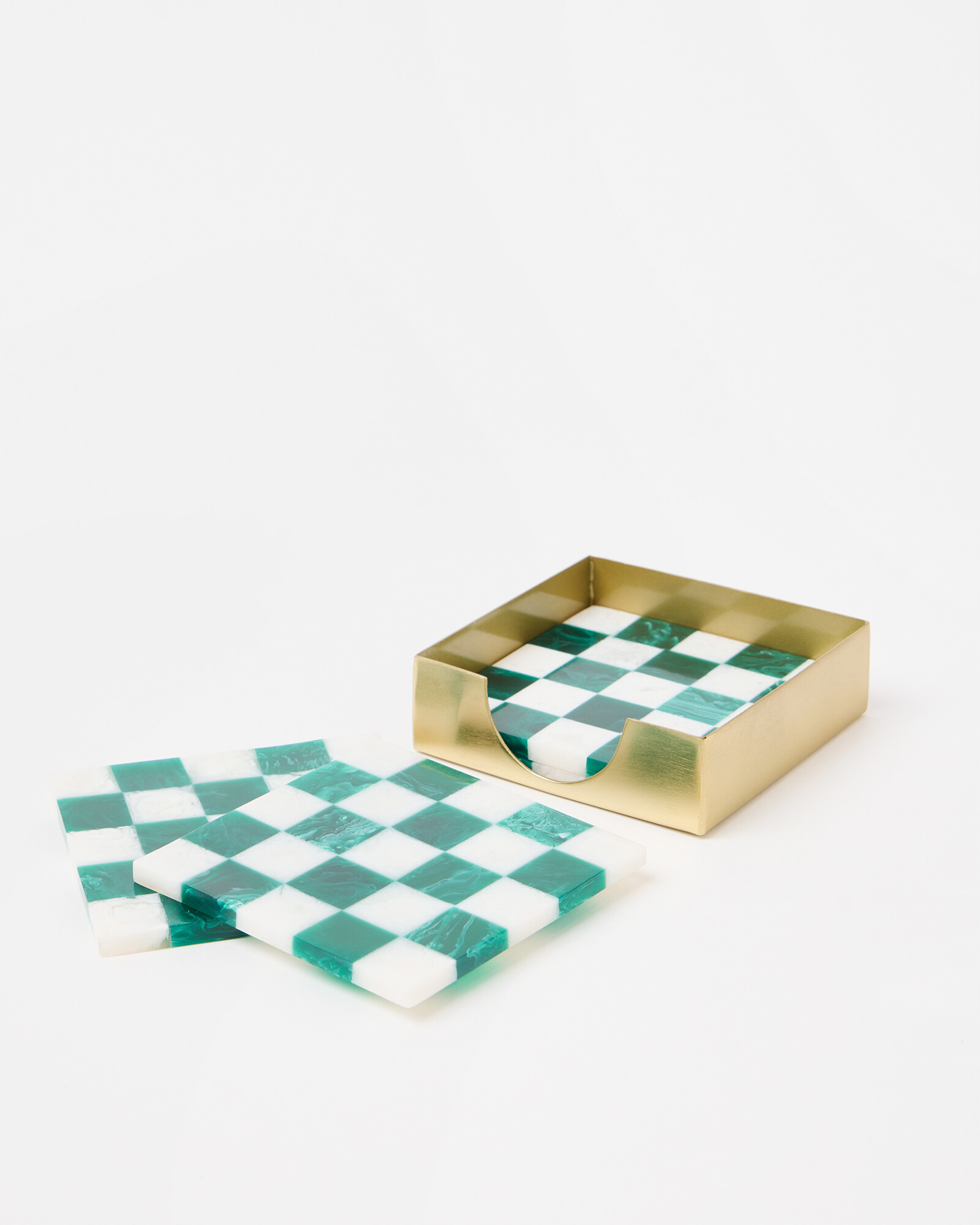 Chequerboard Resin Coasters Set of Four | Oliver Bonas