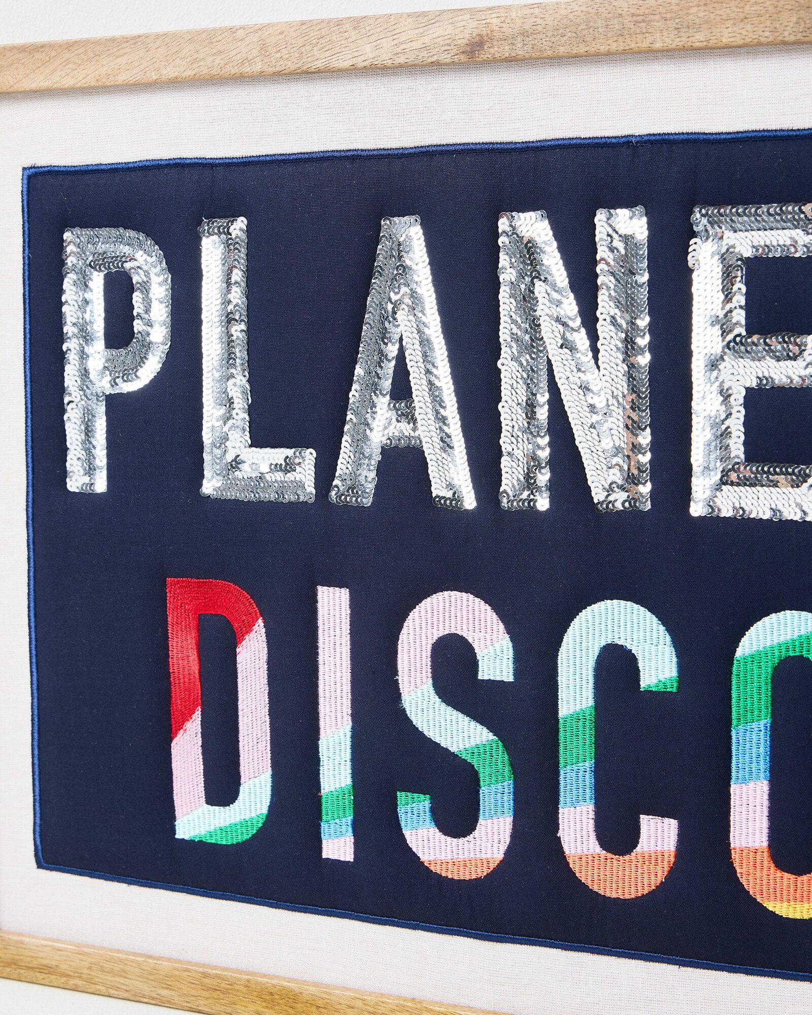 Planet Disco Blue Sequin Framed Wall Art | Oliver Bonas