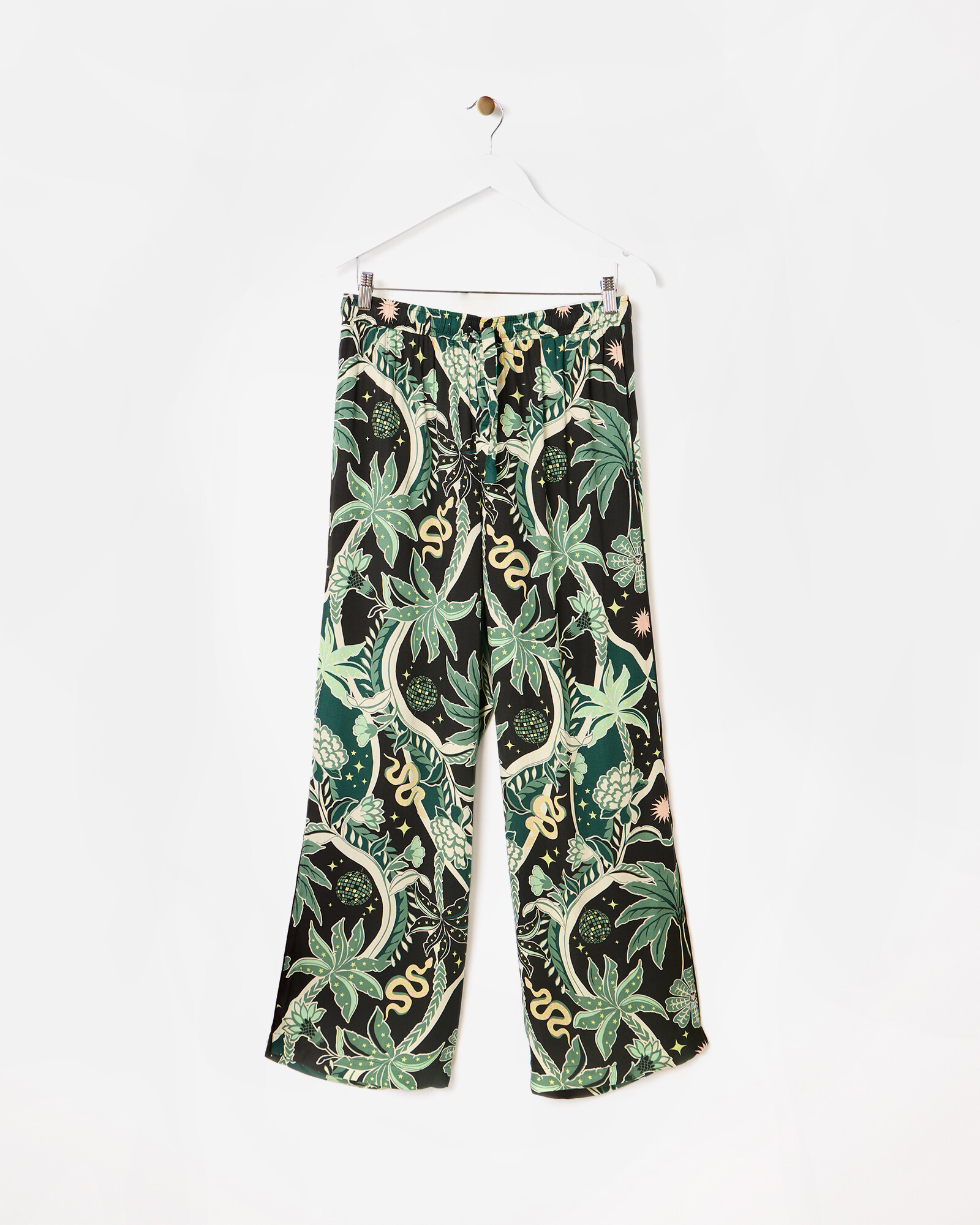 Black Disco Jungle Shirt & Trousers Pyjama Set | Oliver Bonas
