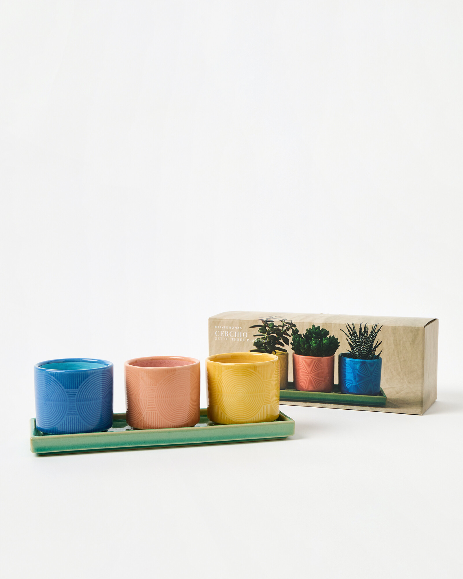 Cerchio Ceramic Plant Pots Set of Three | Oliver Bonas