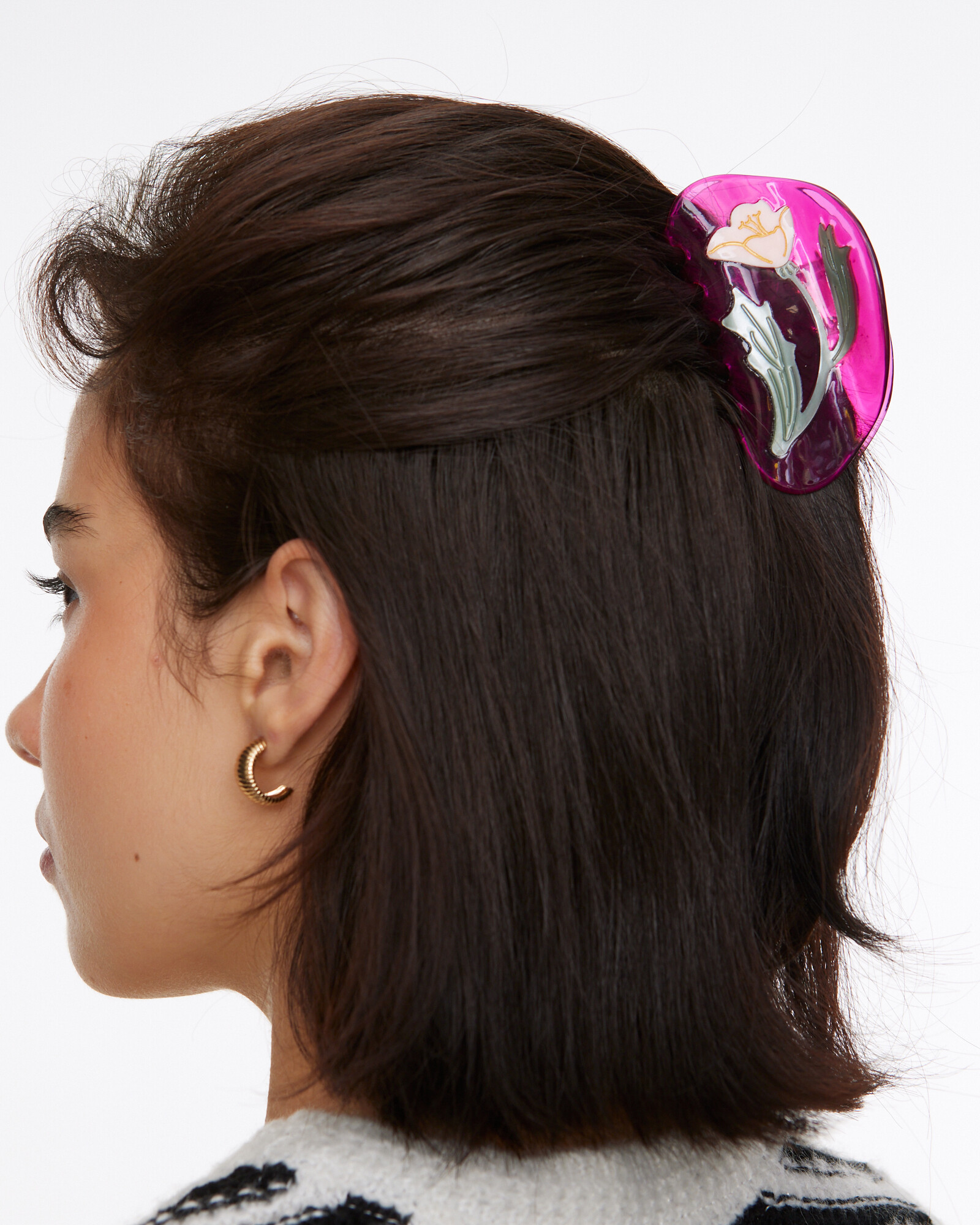 Lora Pink Flower Inlay Hair Claw Clip | Oliver Bonas
