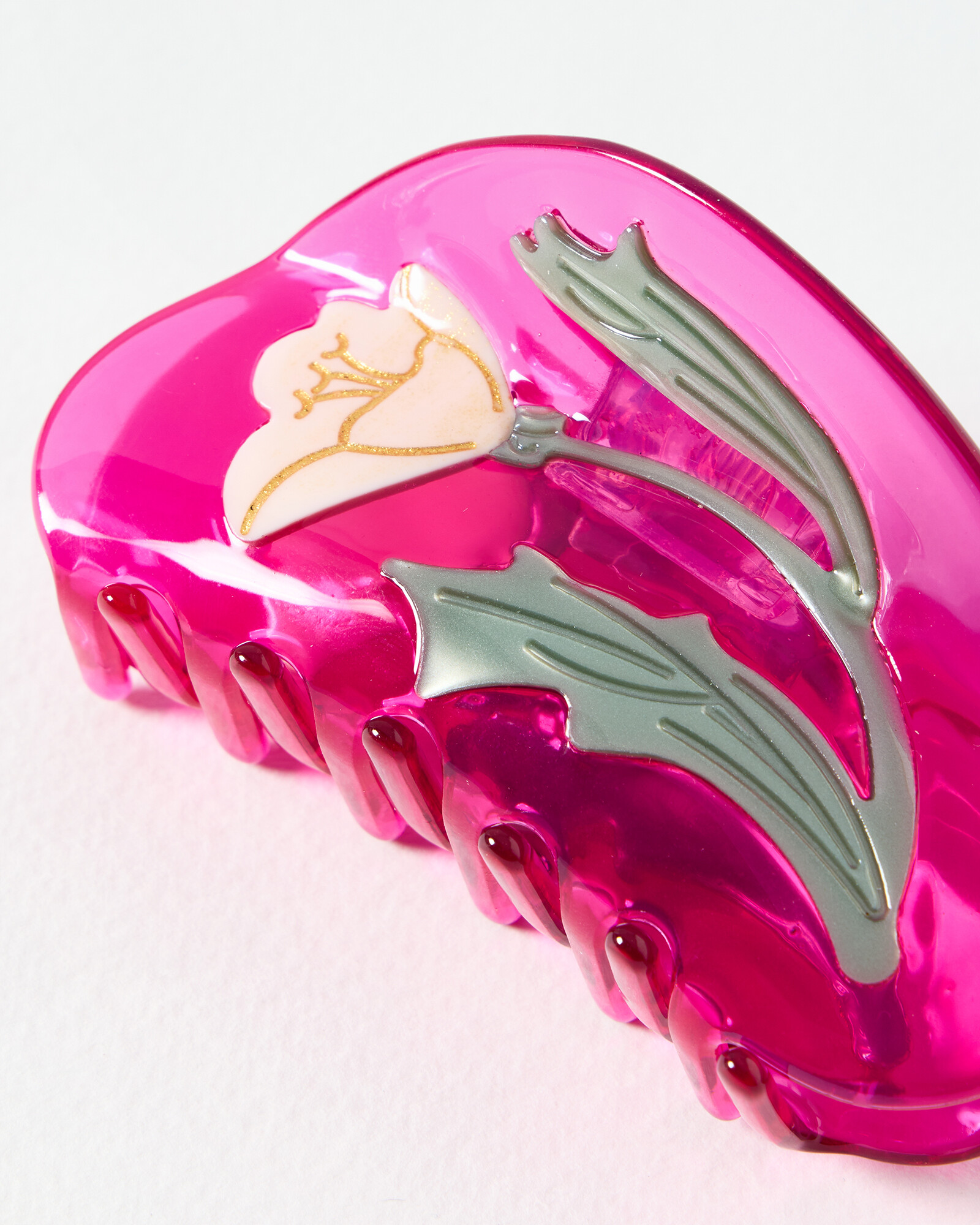 Lora Pink Flower Inlay Hair Claw Clip | Oliver Bonas