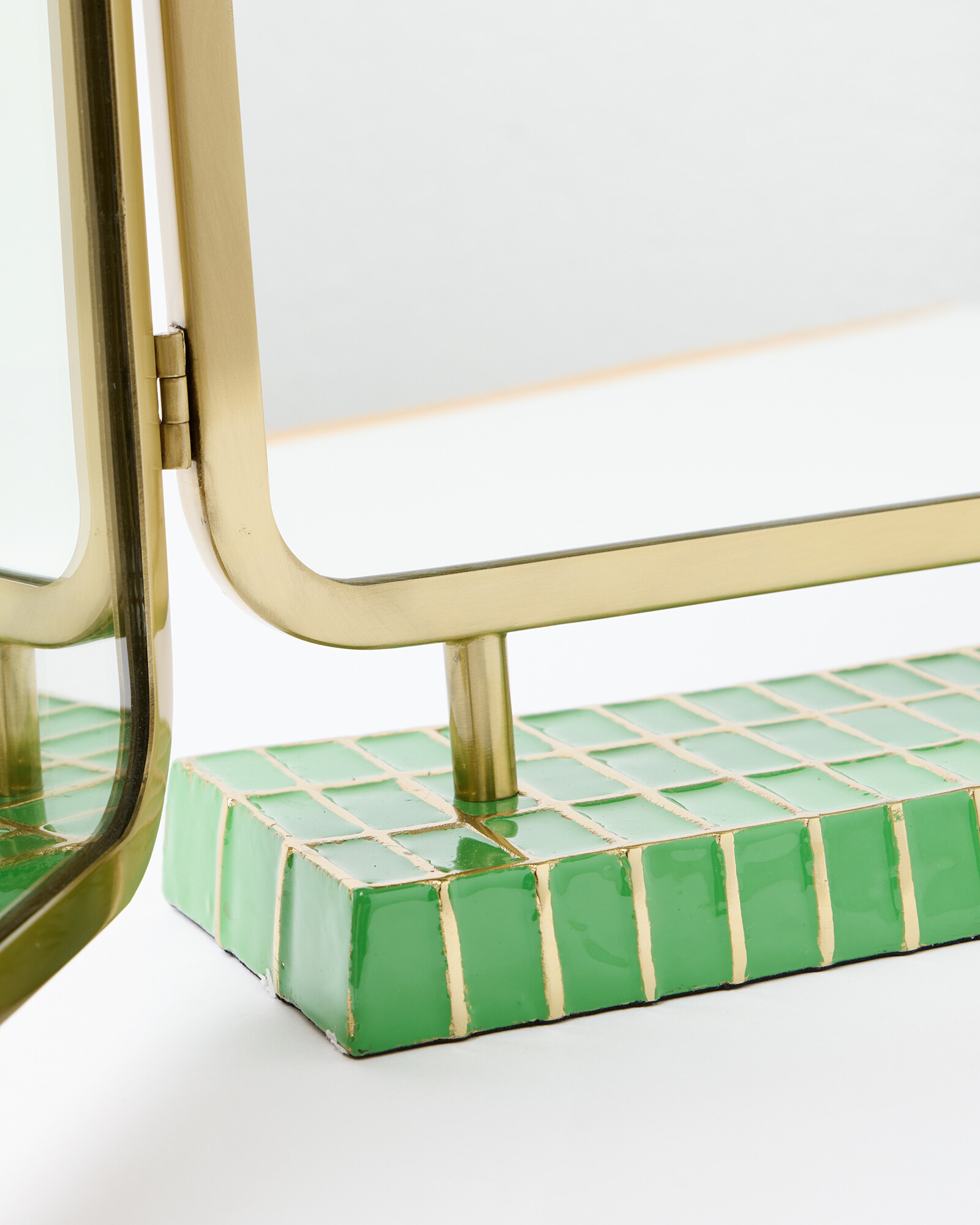 Cilo Gold & Green Triple Dressing Table Mirror | Oliver Bonas