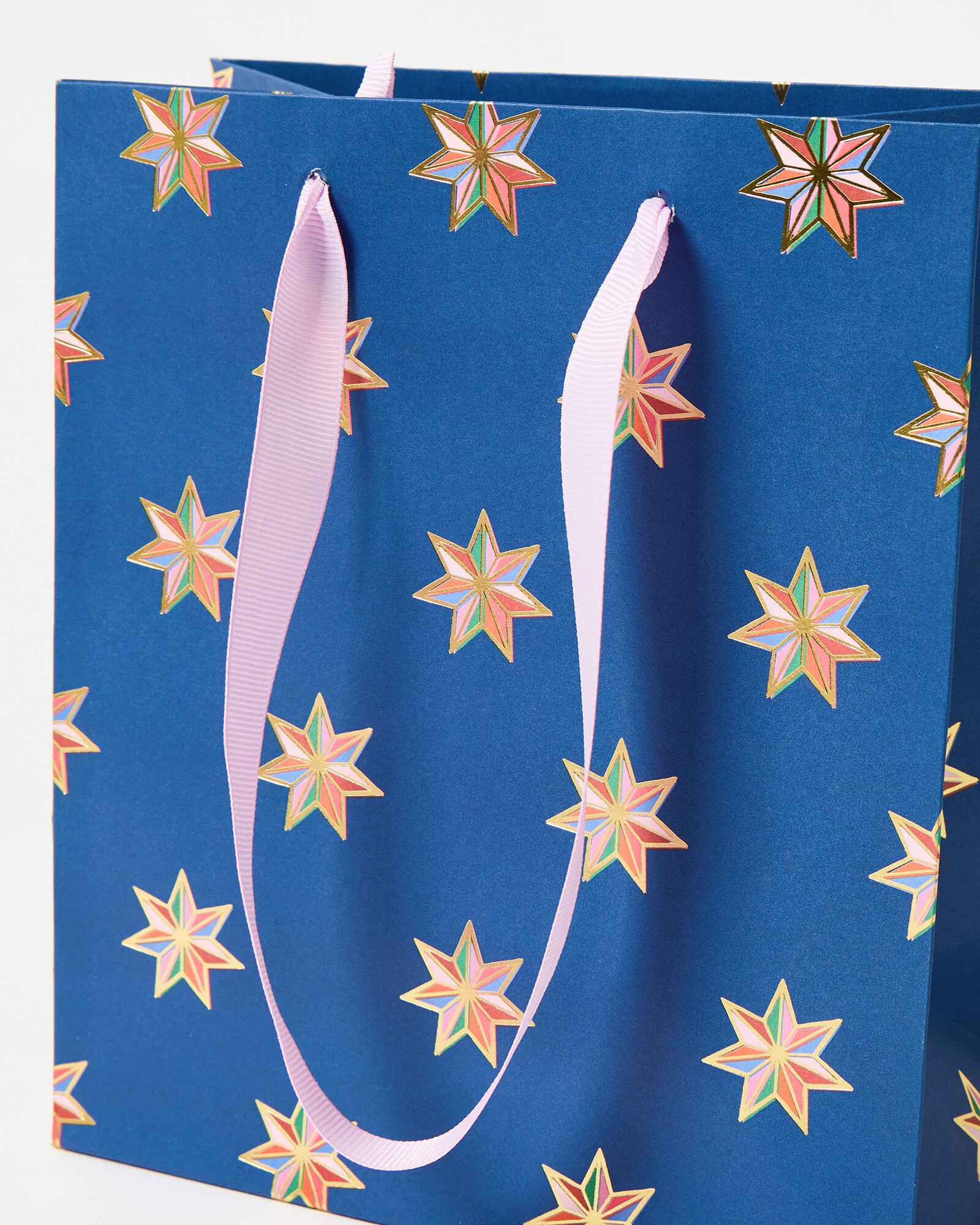 Star Gold Foil Blue Gift Bag Medium | Oliver Bonas